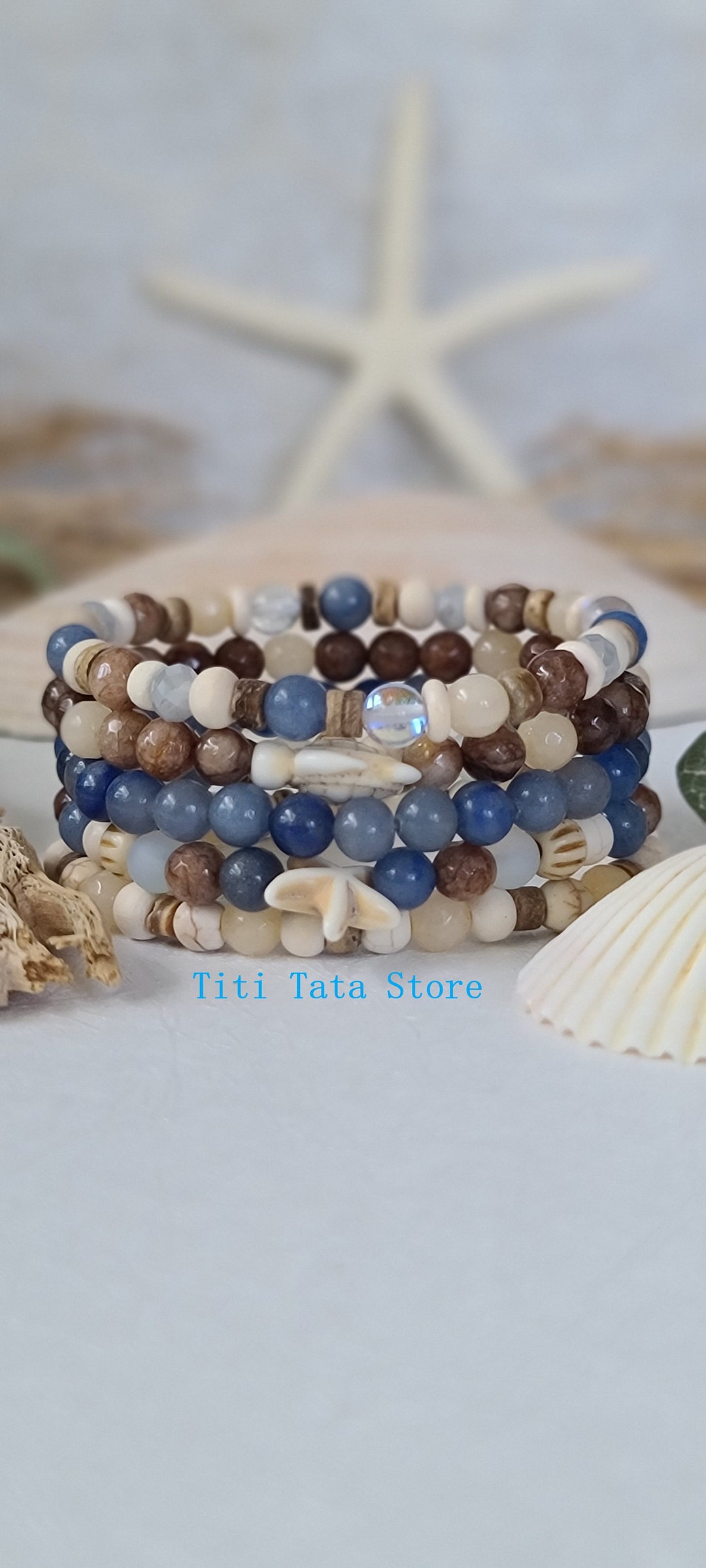 Beach Vibes Summer Bracelet Stack, Coastal Style Bracelets, Beachy ...