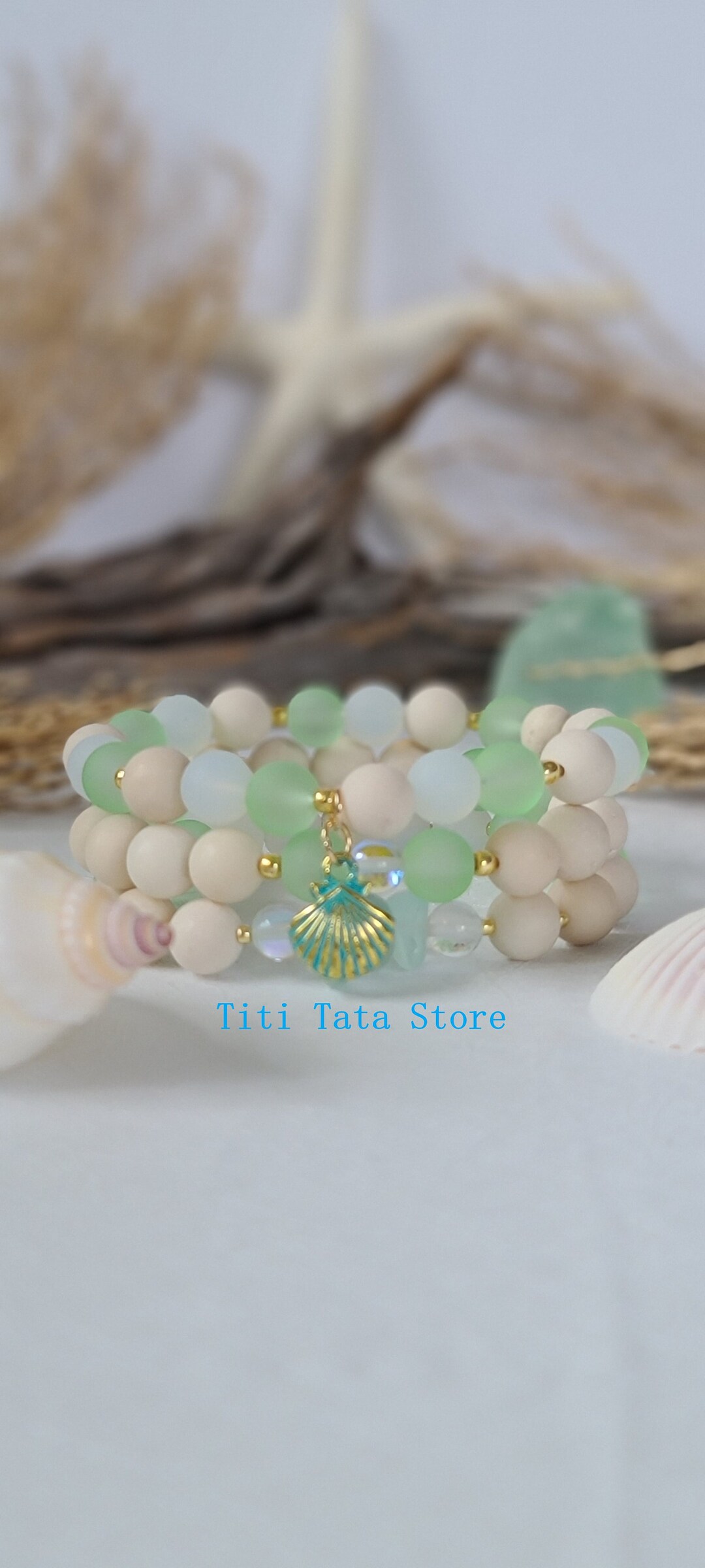 Beach Style Sea Glass Bracelets, 3 Handmade Beach Bracelets, Boho Beach ...