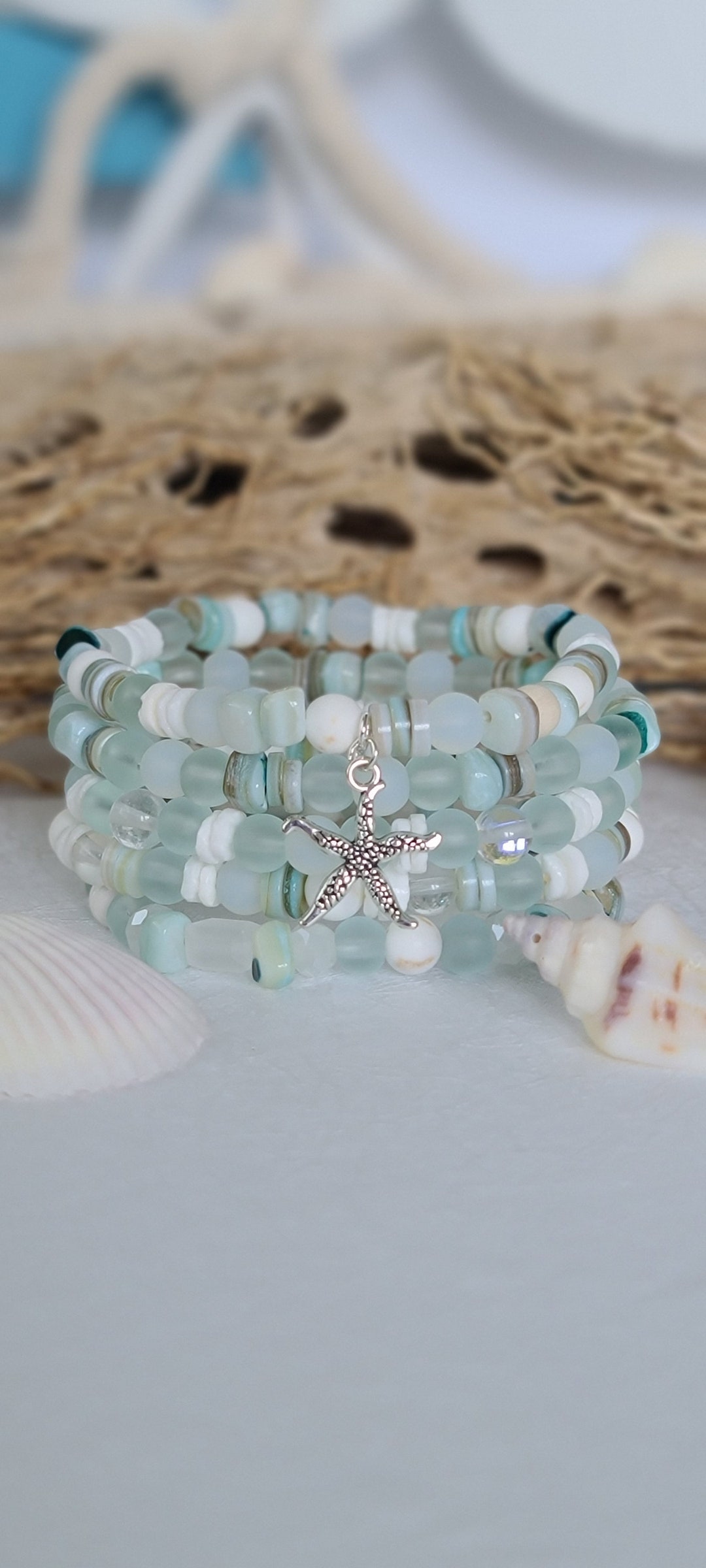 5 Beach Bracelets, Boho Bracelets, Sea Glass Bracelets, Beach Theme, Coastal Style Jewelry ...