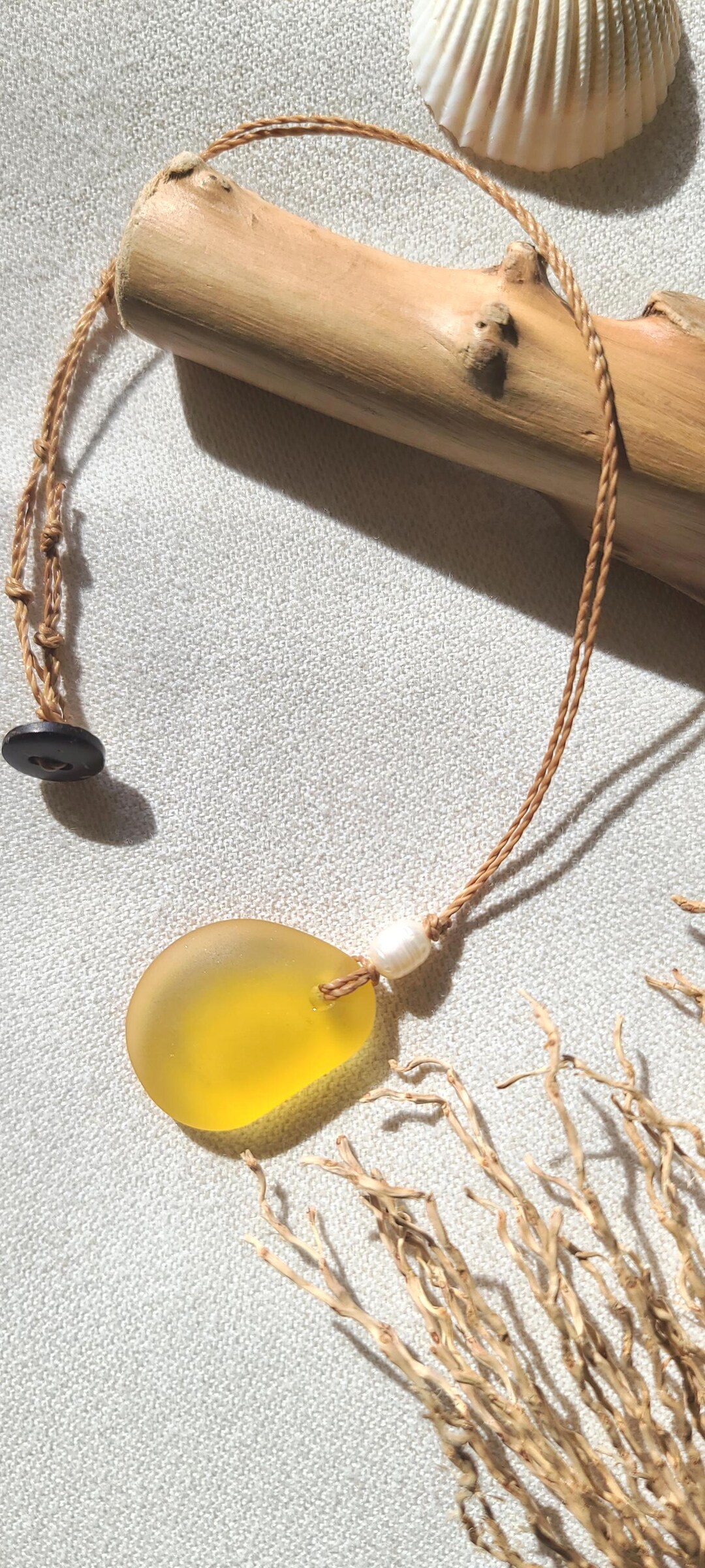 Beachy Sea Glass Cord Necklace, Beach Jewelry, Boho Gift for Her ...