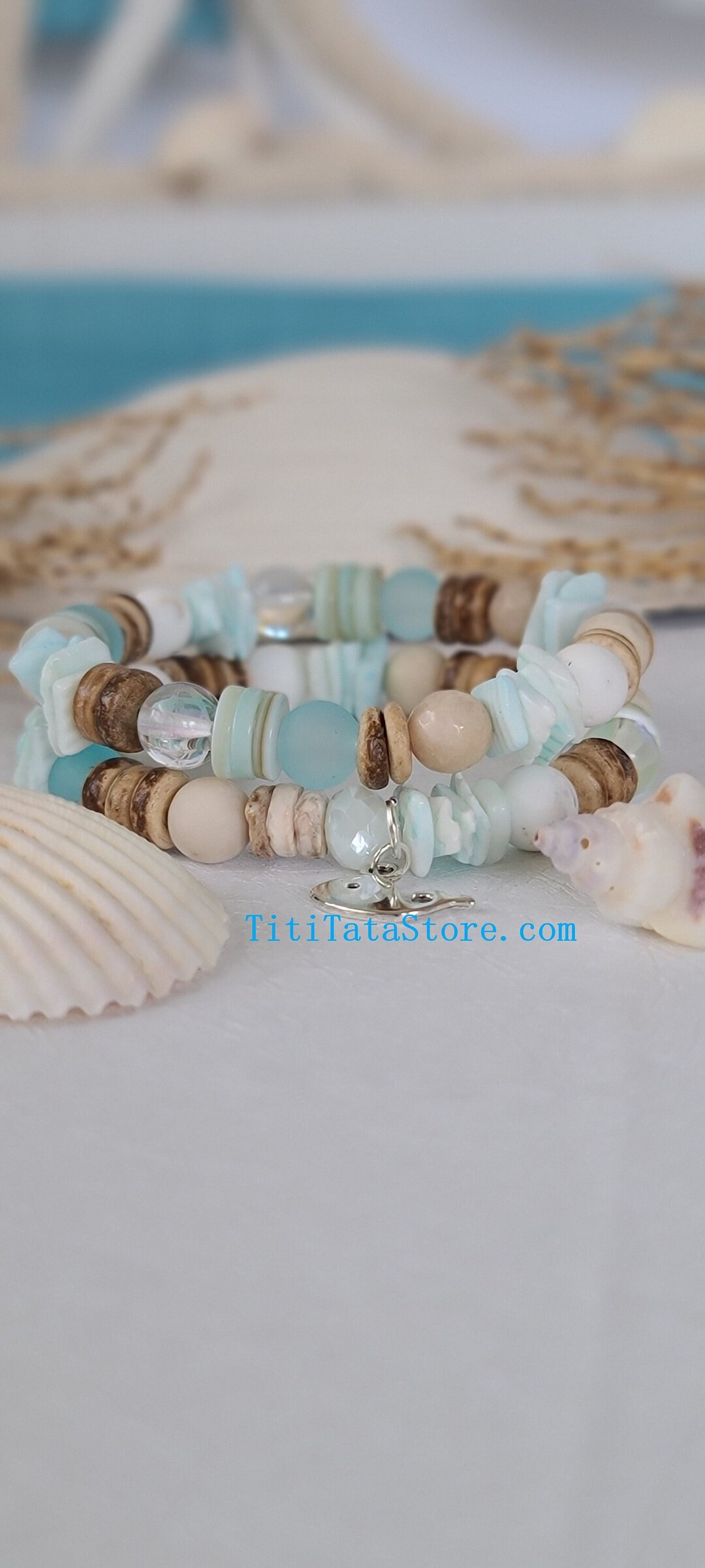 Two Beach Bracelets, Boho Bracelets, Sea Glass Bracelets, Beachy ...