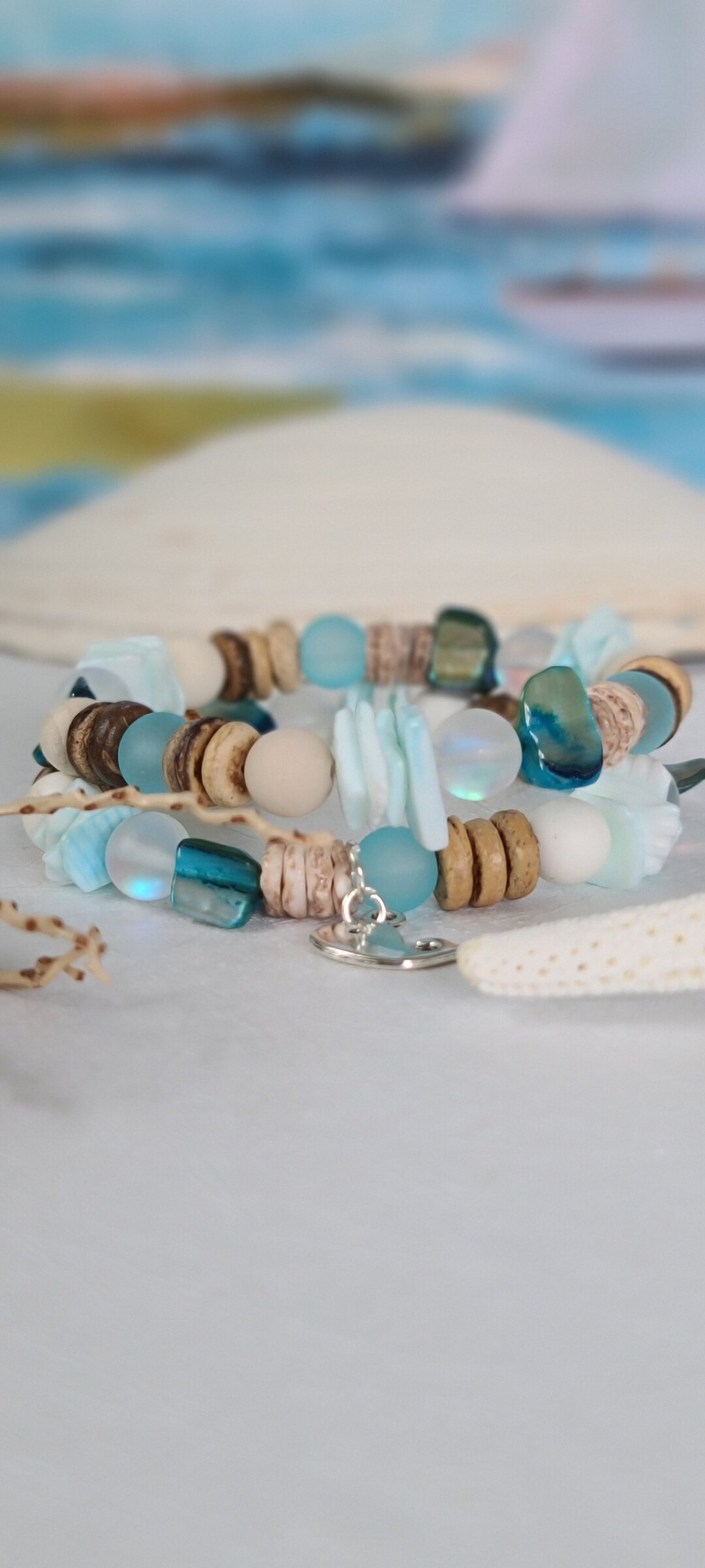 2 Beach Bracelets, Boho Bracelets, Sea Glass Bracelets, Beachy ...