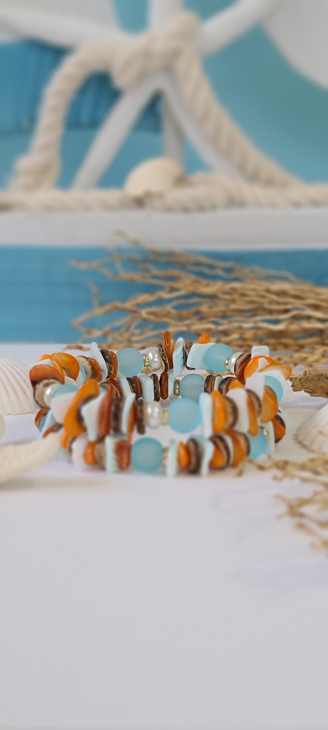 Two Beach Bracelets, Boho Bracelets, Sea Glass Bracelets, Beachy ...