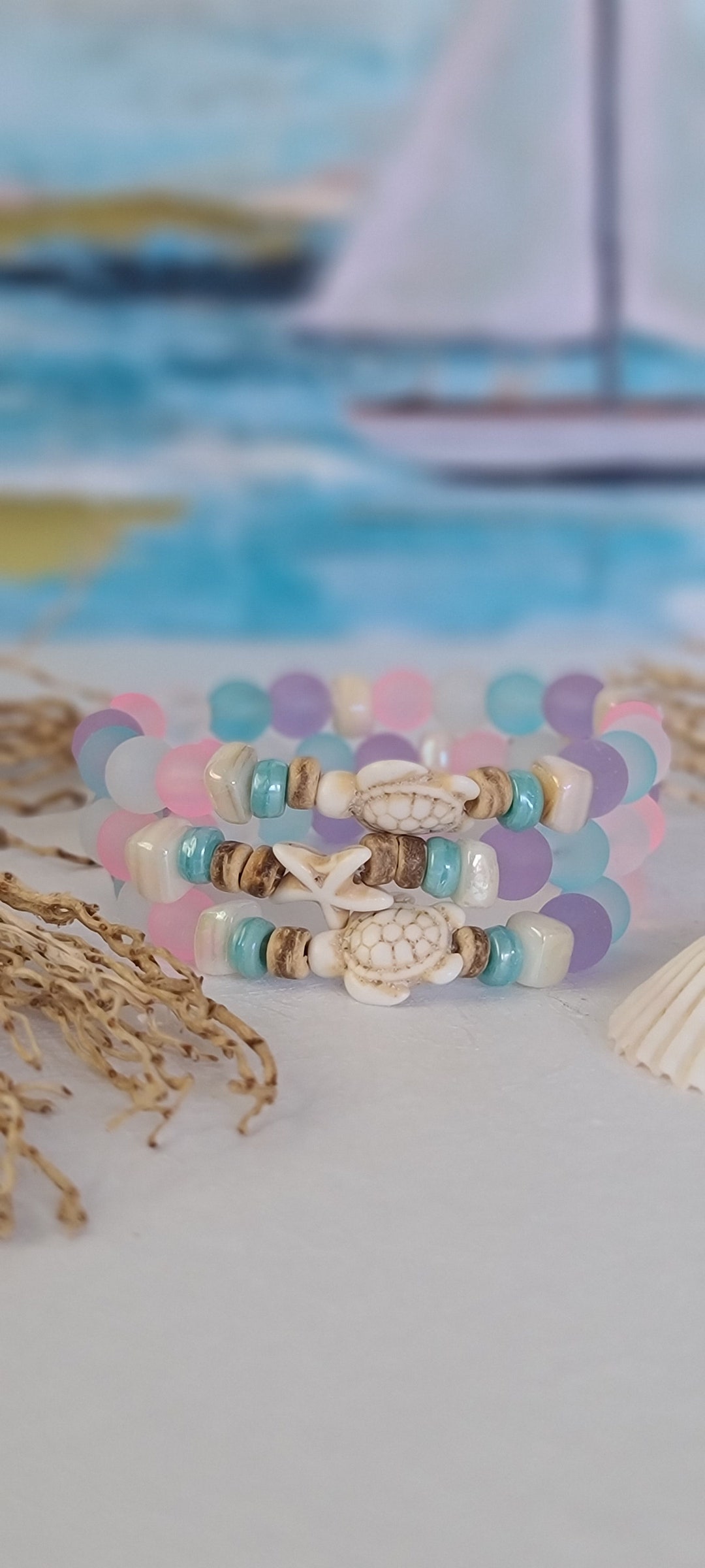 3pcs Beach Bracelets, Coastal Style, Sea Turtle Bracelets, Ocean ...