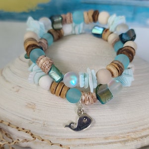 2 Beach Bracelets, Boho Bracelets, Sea Glass Bracelets, Beachy ...