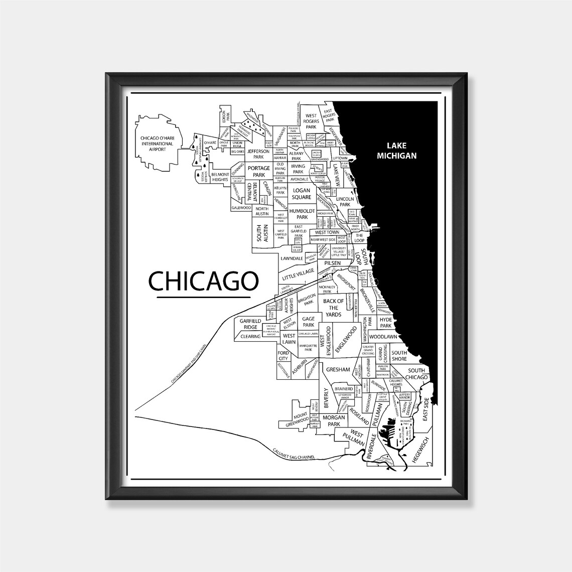 Chicago Map Print Chicago Map Large Poster Personalized - Etsy