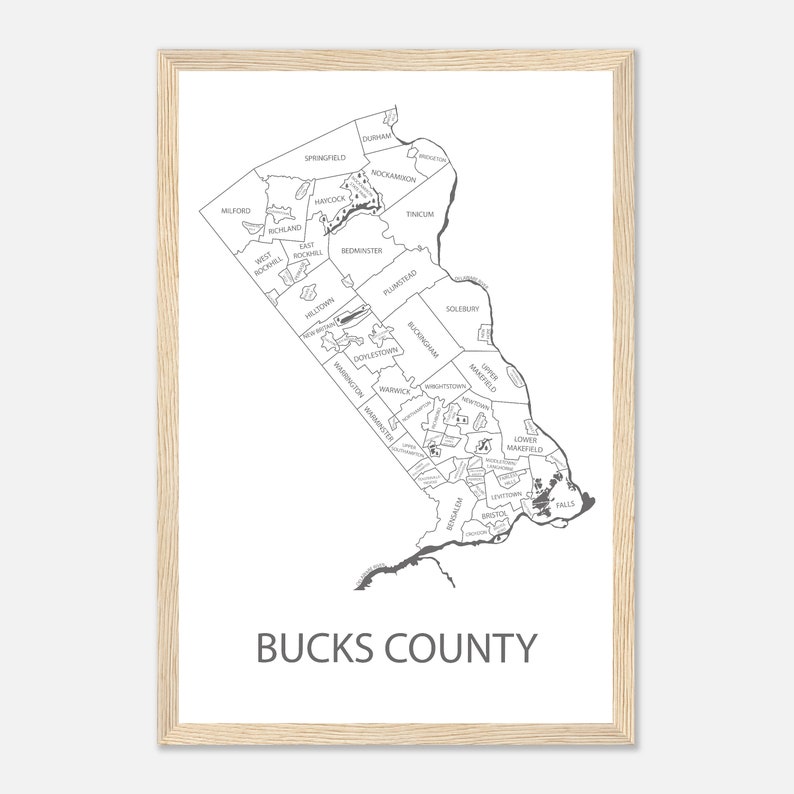 Bucks County Map Print, Pennsylvania Map Art, Custom Map Poster ...