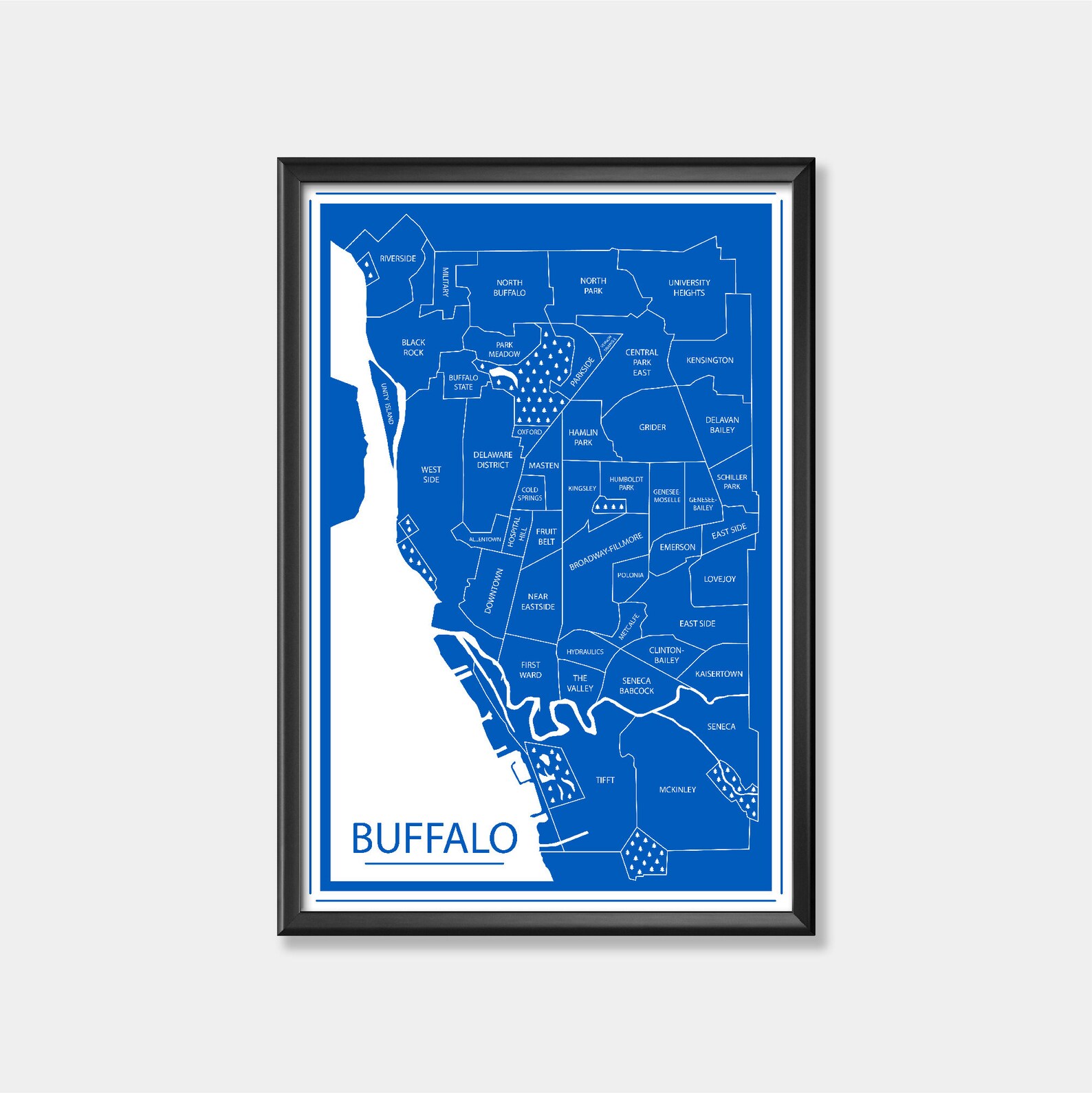 Buffalo Map Print Neighborhood Poster Buffalo New York Gift | Etsy
