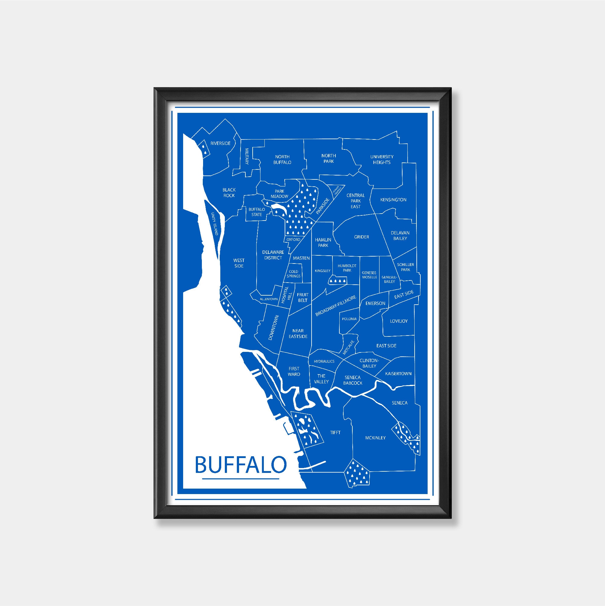 Buffalo Map Print Neighborhood Poster Buffalo New York Gift | Etsy