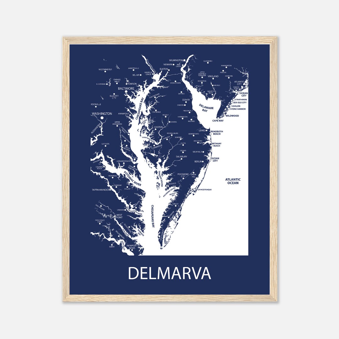 Delmarva Peninsula Map Print, Delmarva Personalized Map Poster, Gift ...