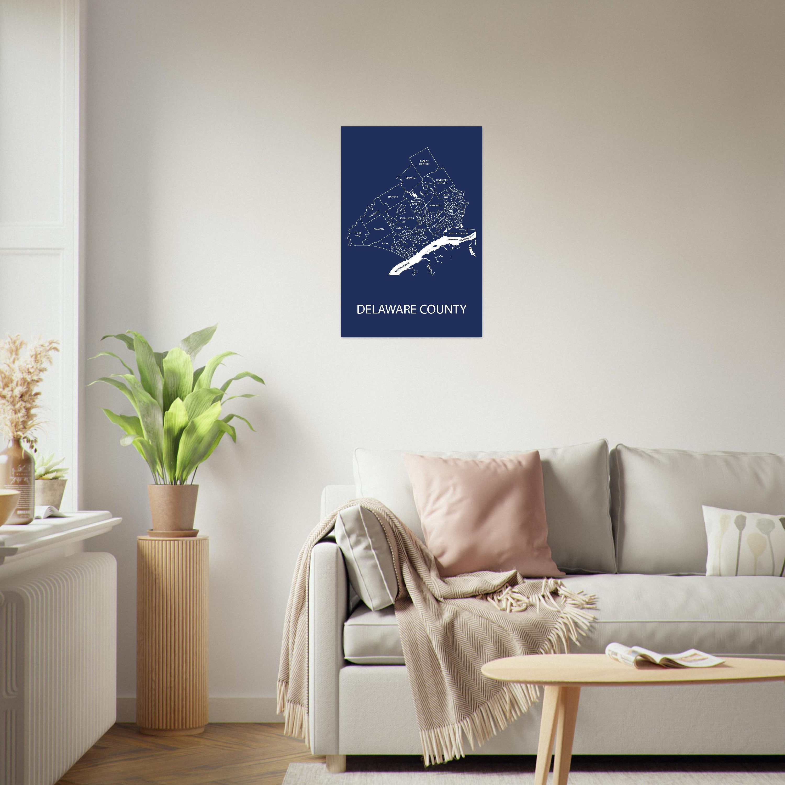 Delaware County PA Map Customizable Delco PA Print - Etsy