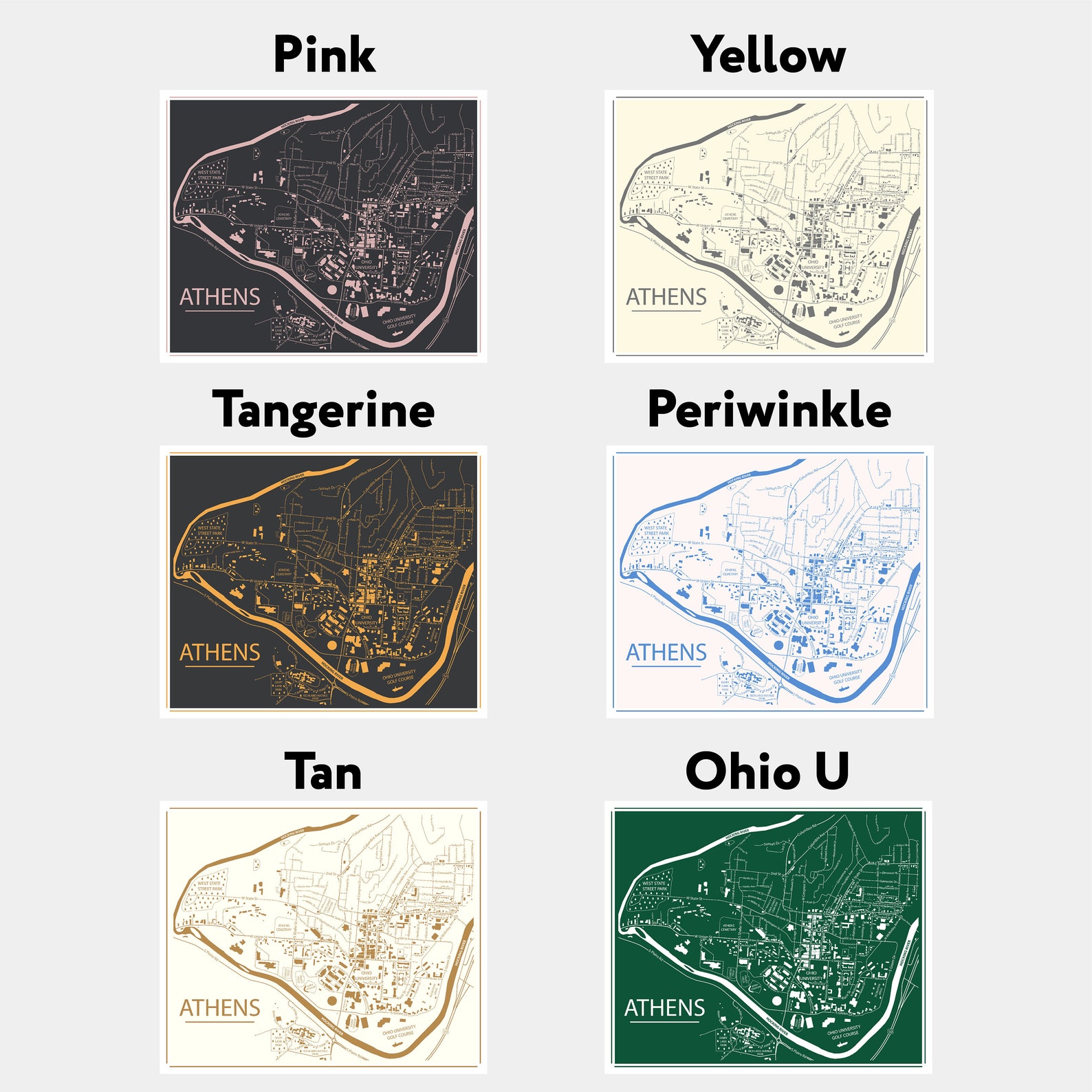 Ohio University Map Print Athens Ohio Graduation Gift Custom - Etsy