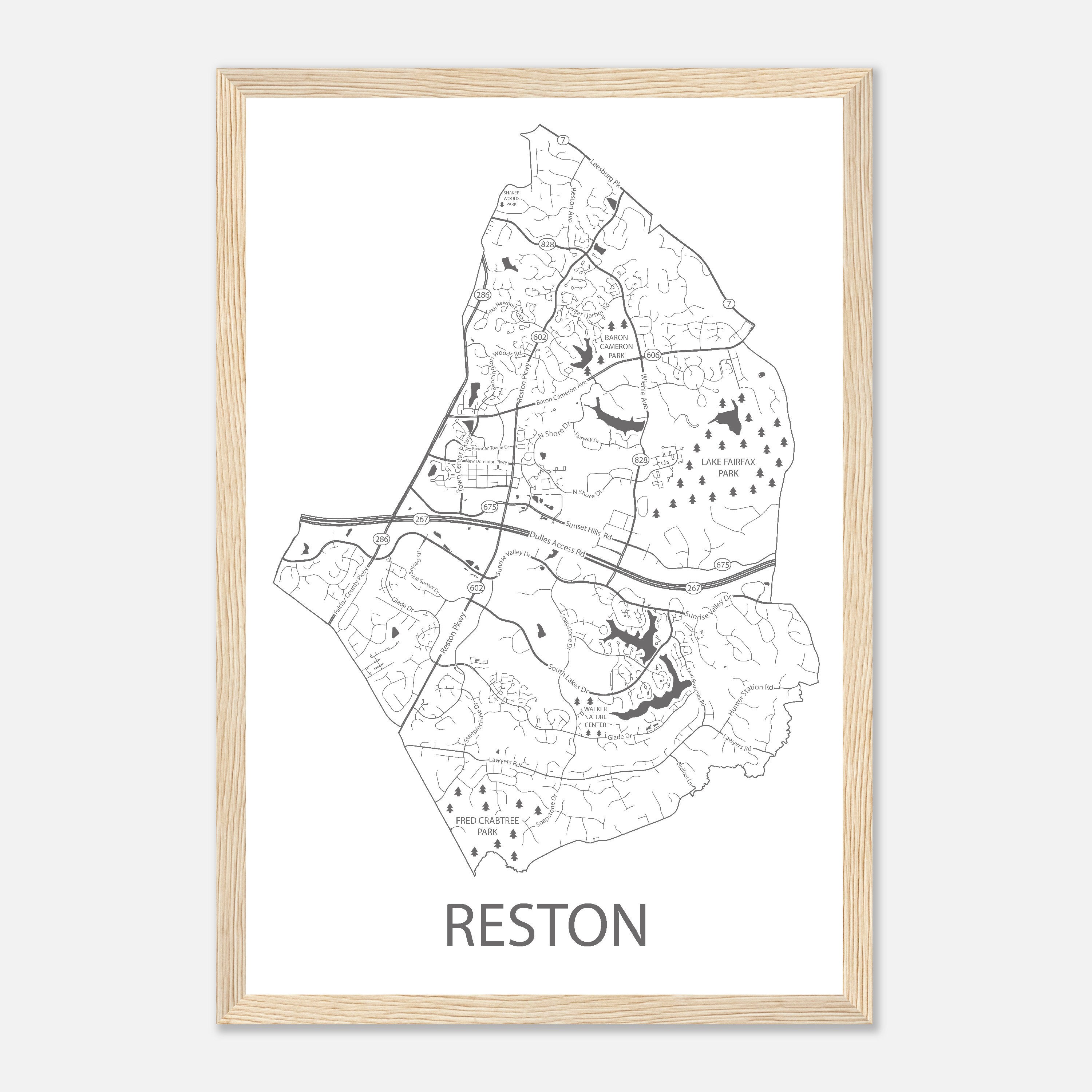 Reston Virginia Map Print: Modern Street Map Wall Art - Etsy
