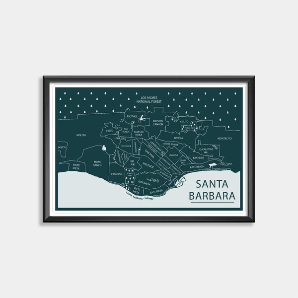 Santa Barbara Map - Etsy