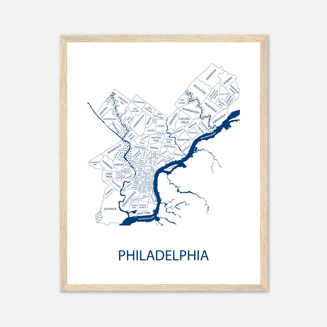 Philadelphia Map Art Print: Philly Neighborhood Wall Decor - Etsy