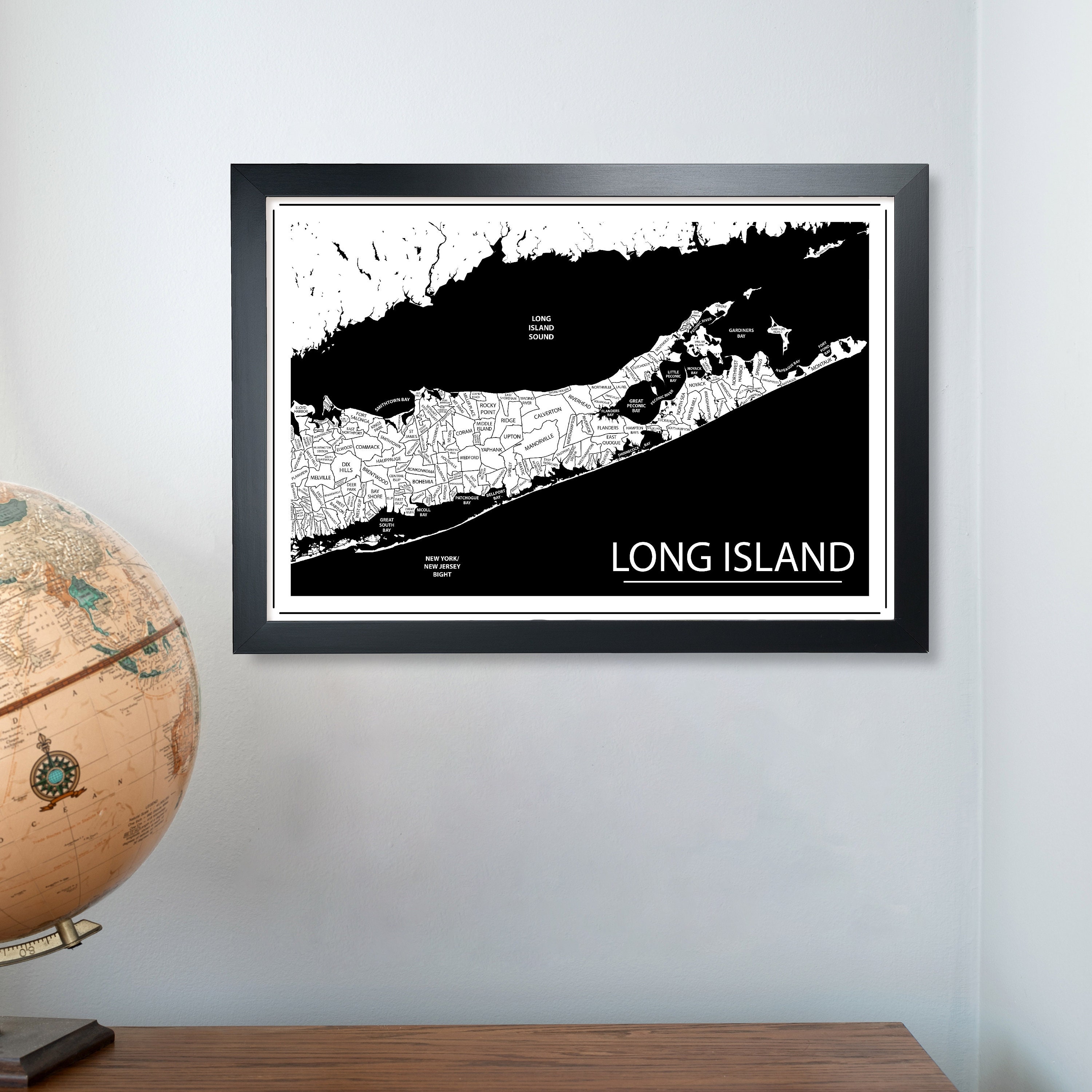 Long Island Suffolk County Map Print Long Island NY Wall Art | Etsy