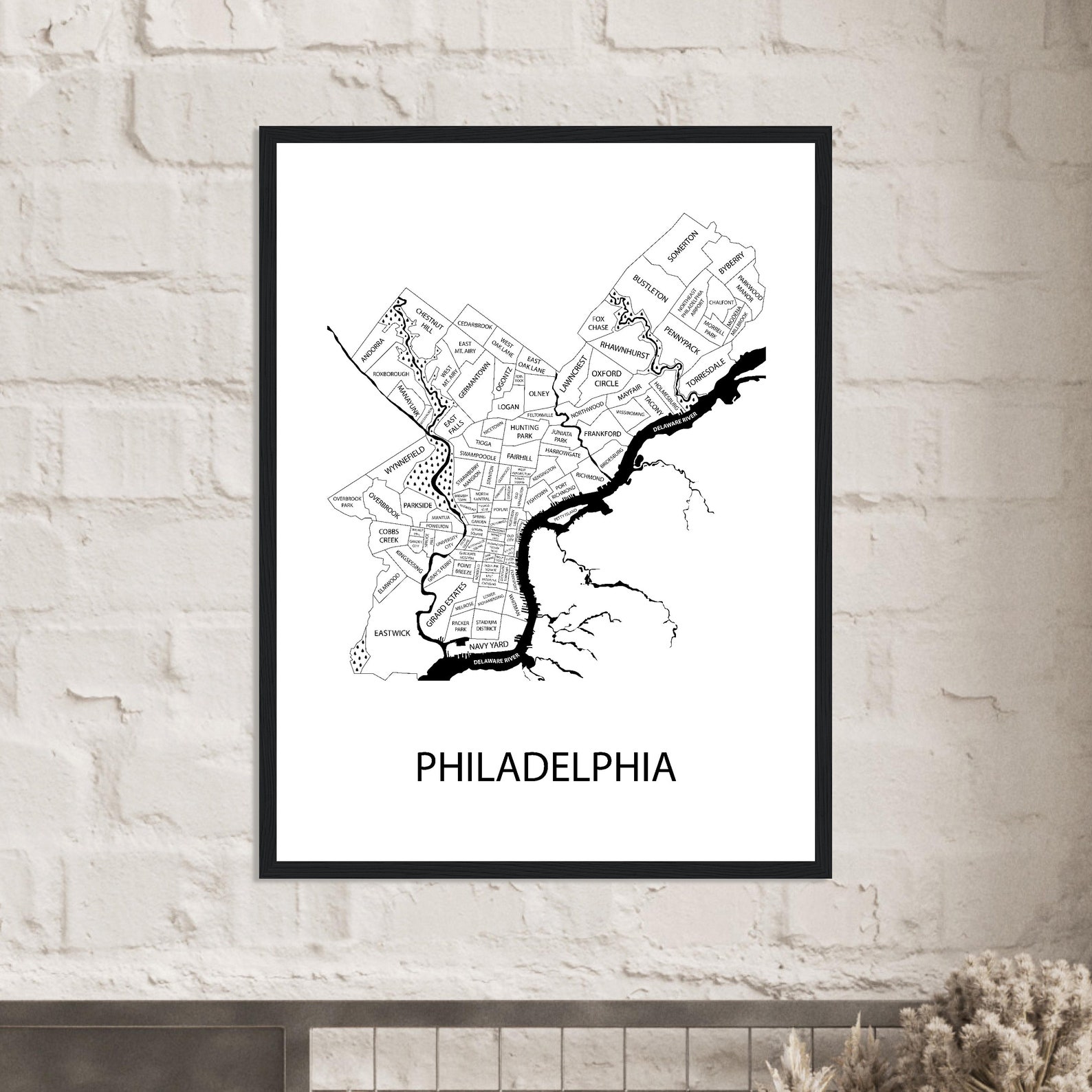 Philadelphia Map Art Print: Philly Neighborhood Wall Decor - Etsy