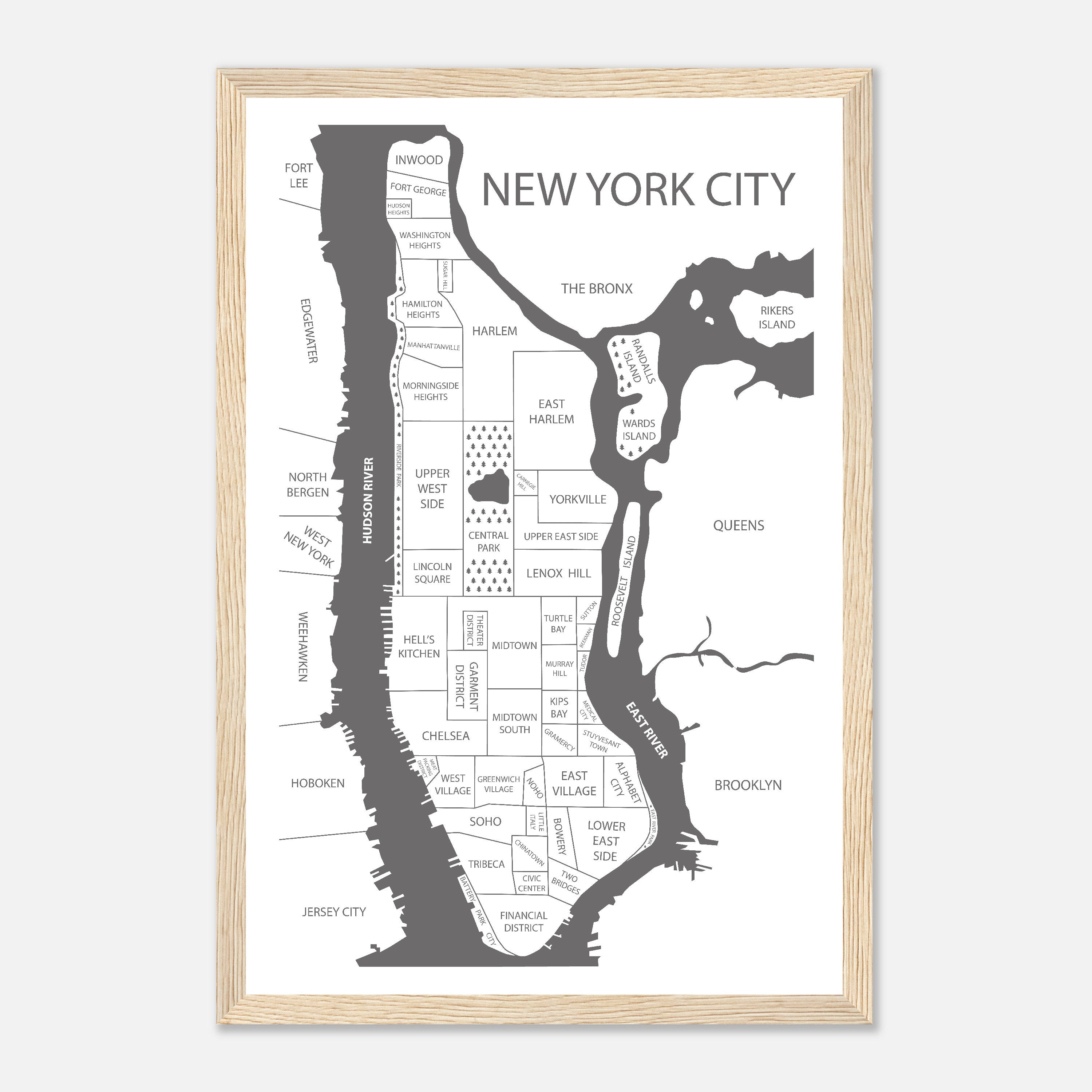NYU Art, New York City Neighborhood Map, Personalized Graduation Gift ...