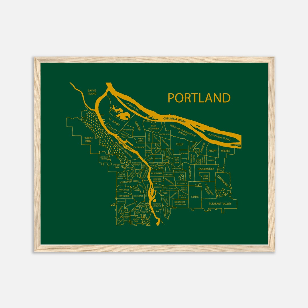 Portland Timbers Wall Art, Portland Neighborhood Map Print, Timbers ...