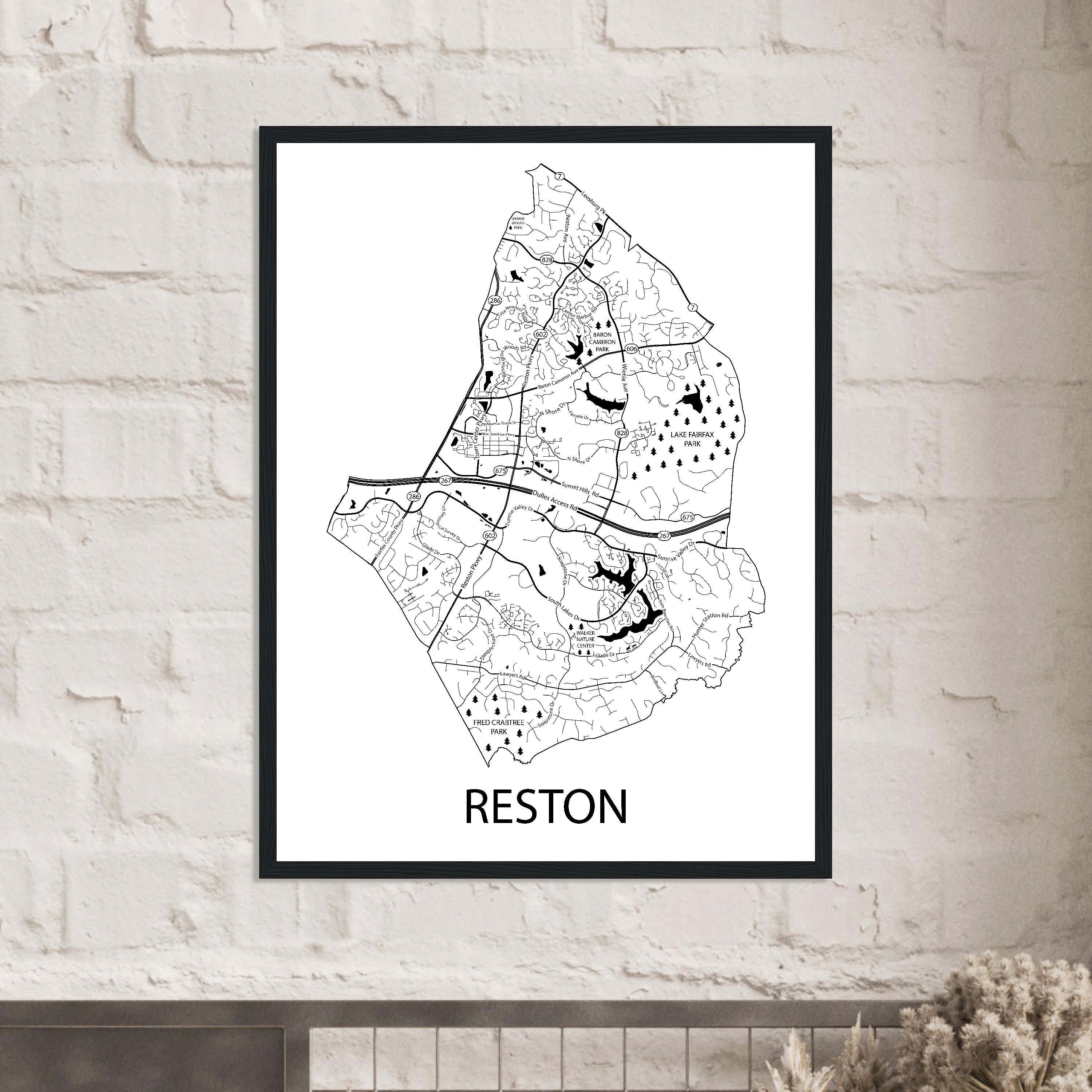 Reston Virginia Map Print: Modern Street Map Wall Art - Etsy