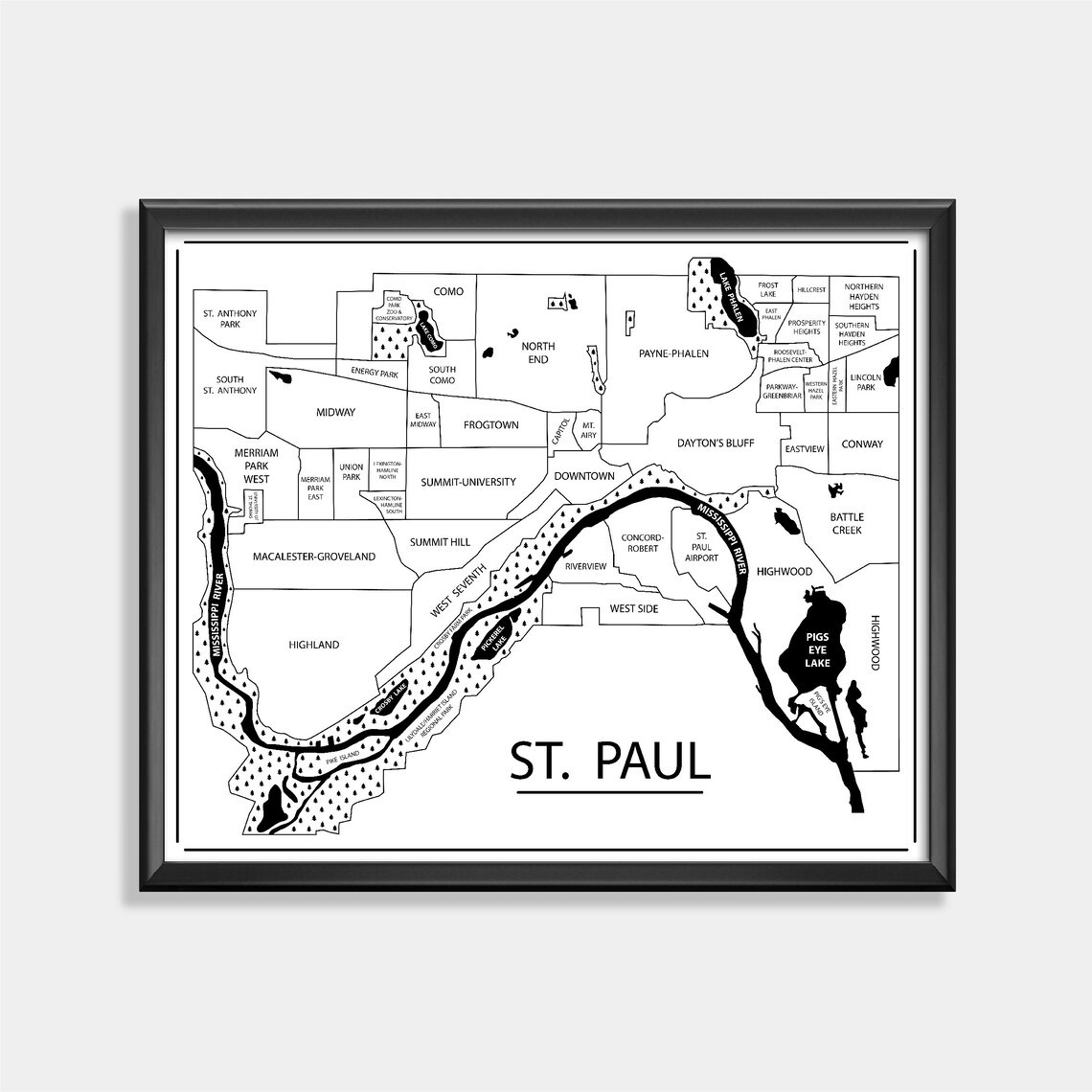 St Paul Neighborhood Map Customizable St Paul Minnesota - Etsy