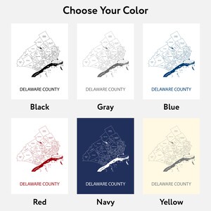 Delaware County PA Map, Customizable Delco PA Print, Personalized Map ...