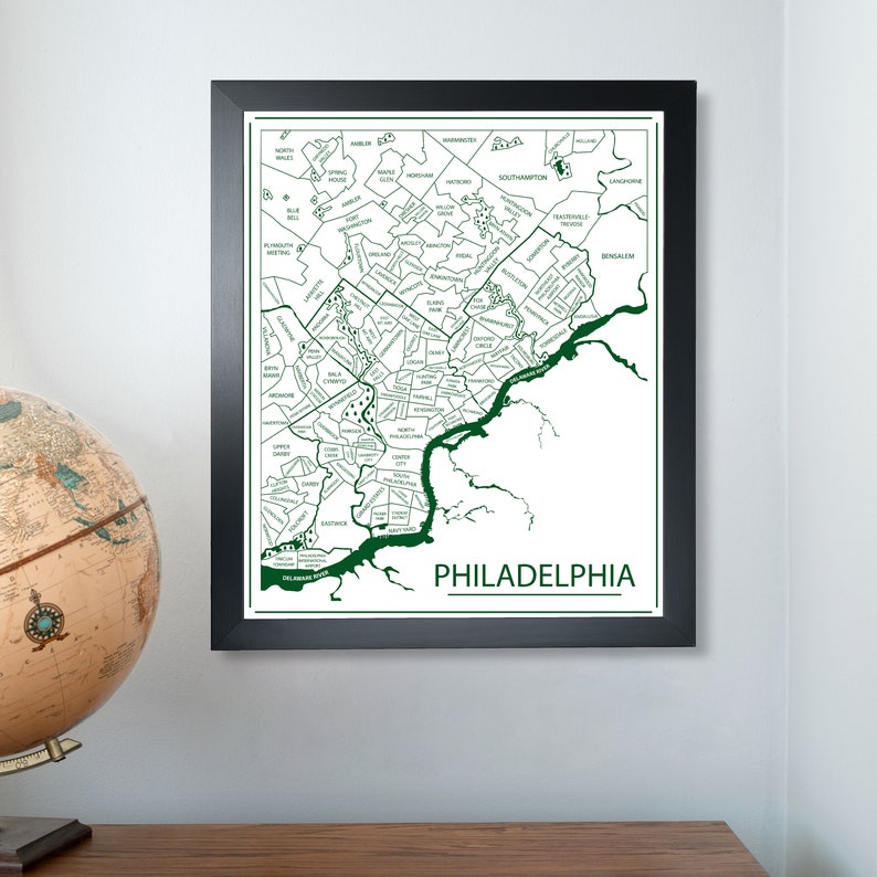 Philadelphia Area Map Art Print Philadelphia Suburbs Map | Etsy