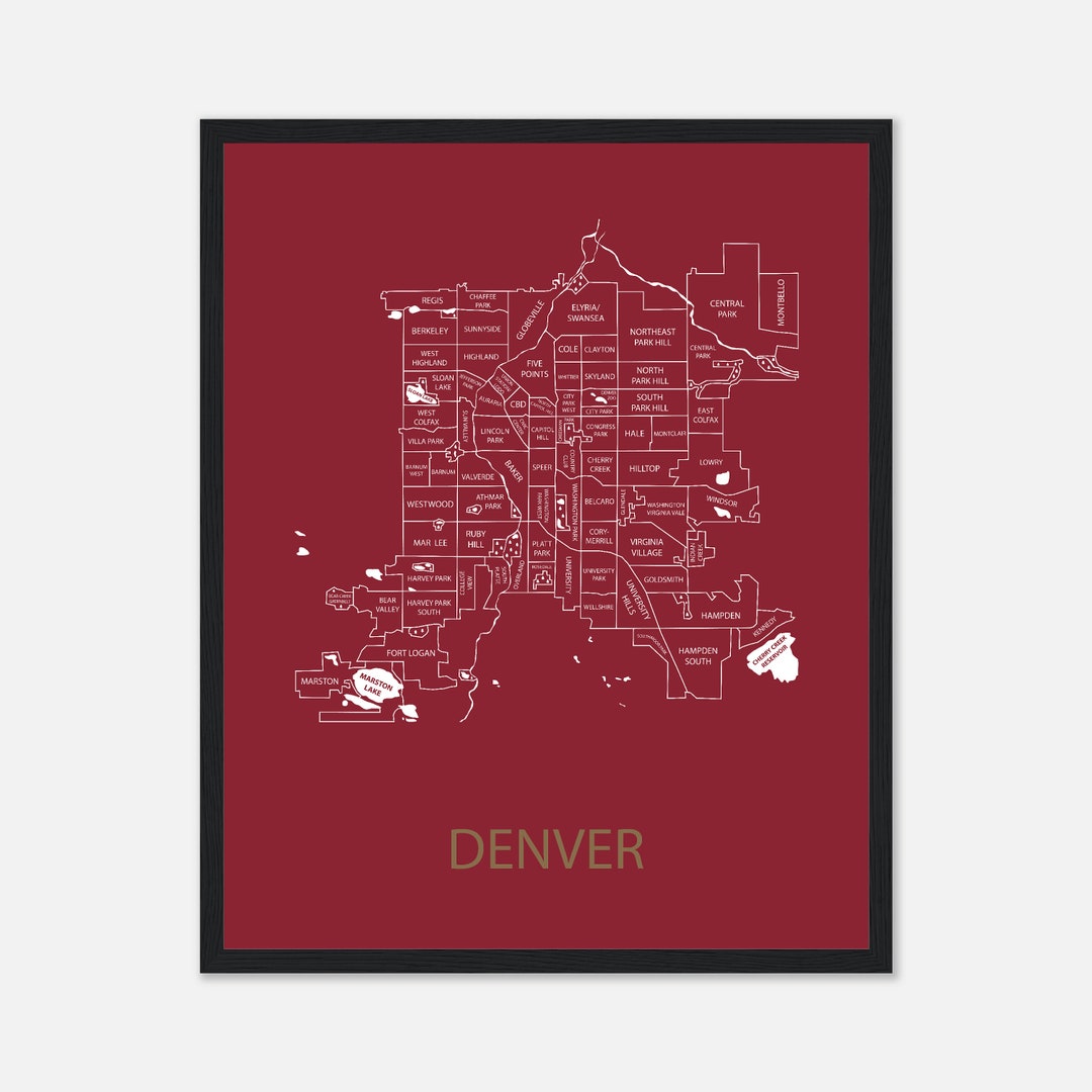University of Denver Map Print, Denver Neighborhood Map Poster ...