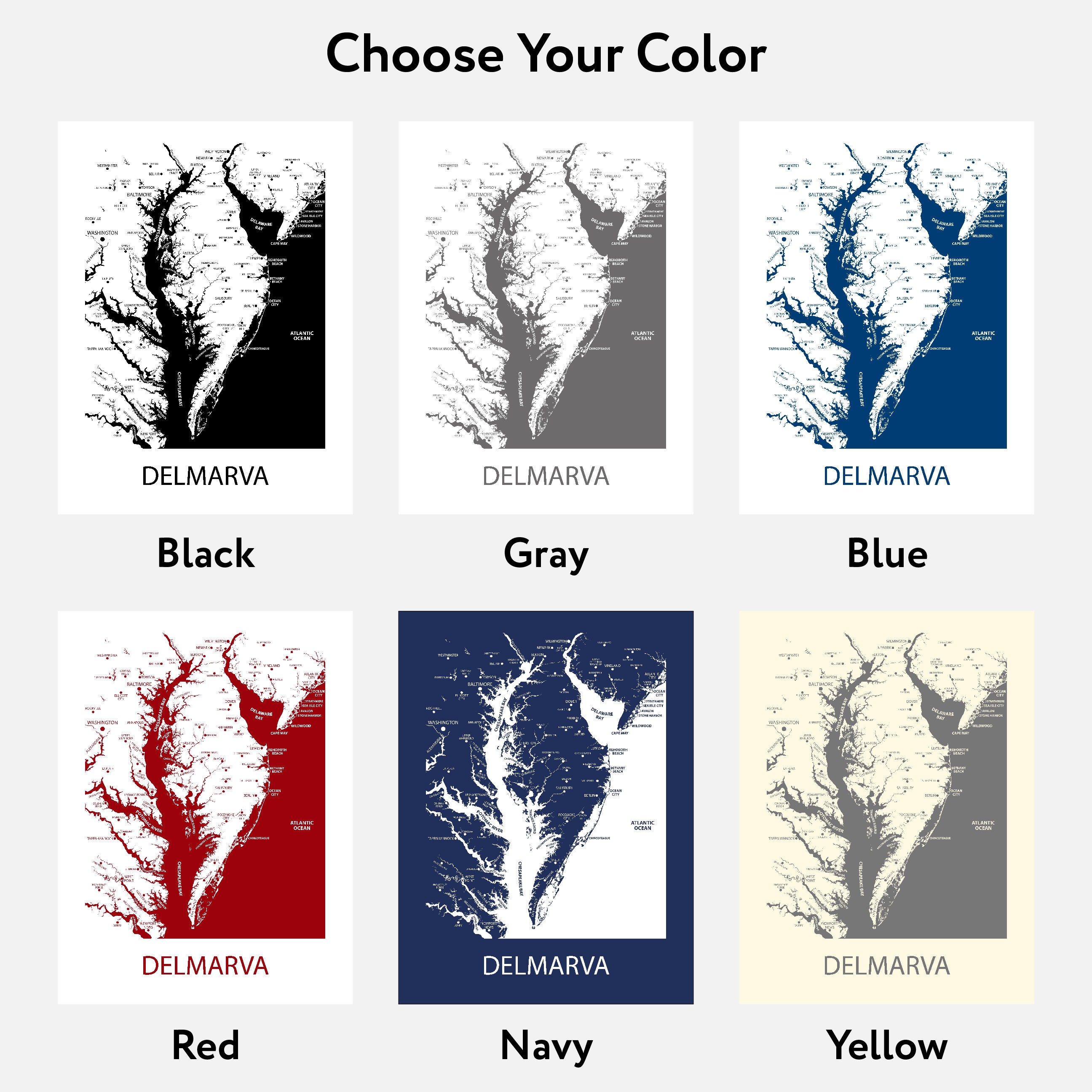 Delmarva Peninsula Map Print, Delmarva Personalized Map Poster, Gift ...