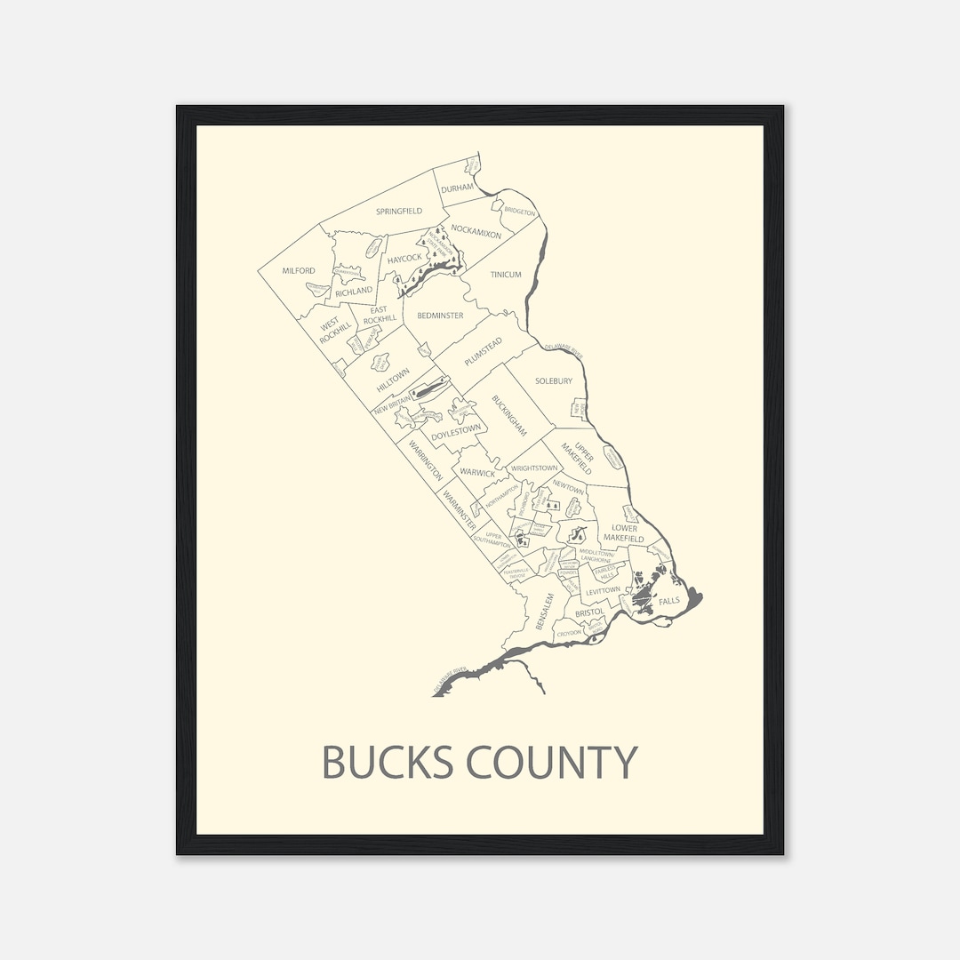 Bucks County Map Print, Pennsylvania Map Art, Custom Map Poster ...