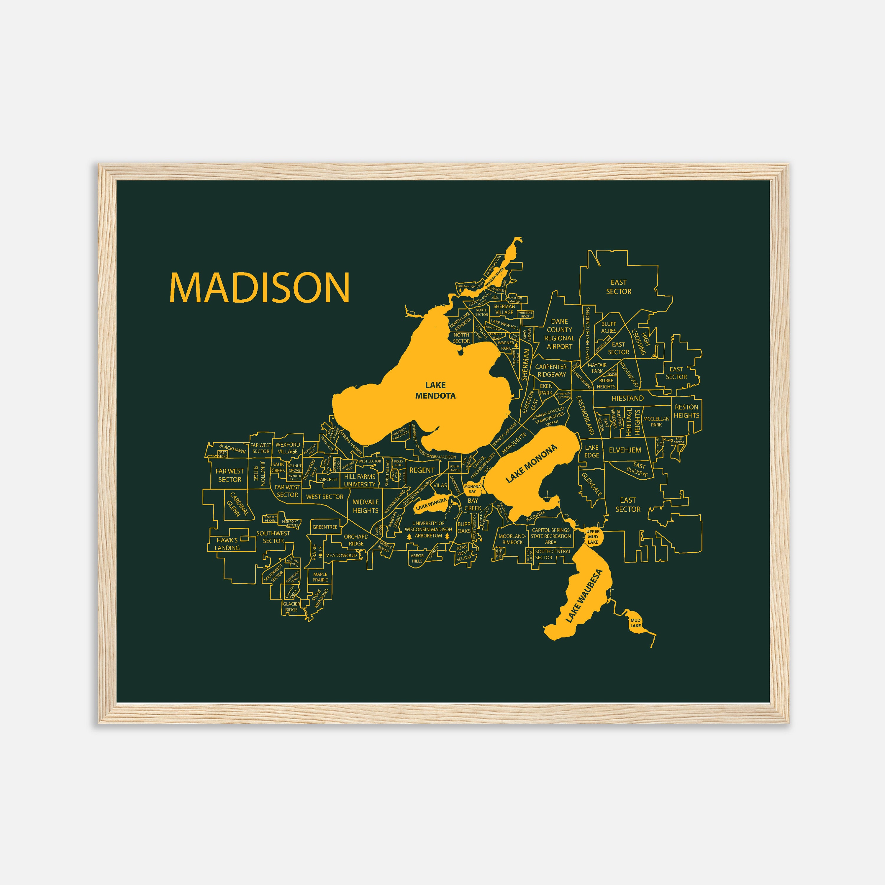 Madison Map Print Wall Art Madison Neighborhood Map Madison - Etsy