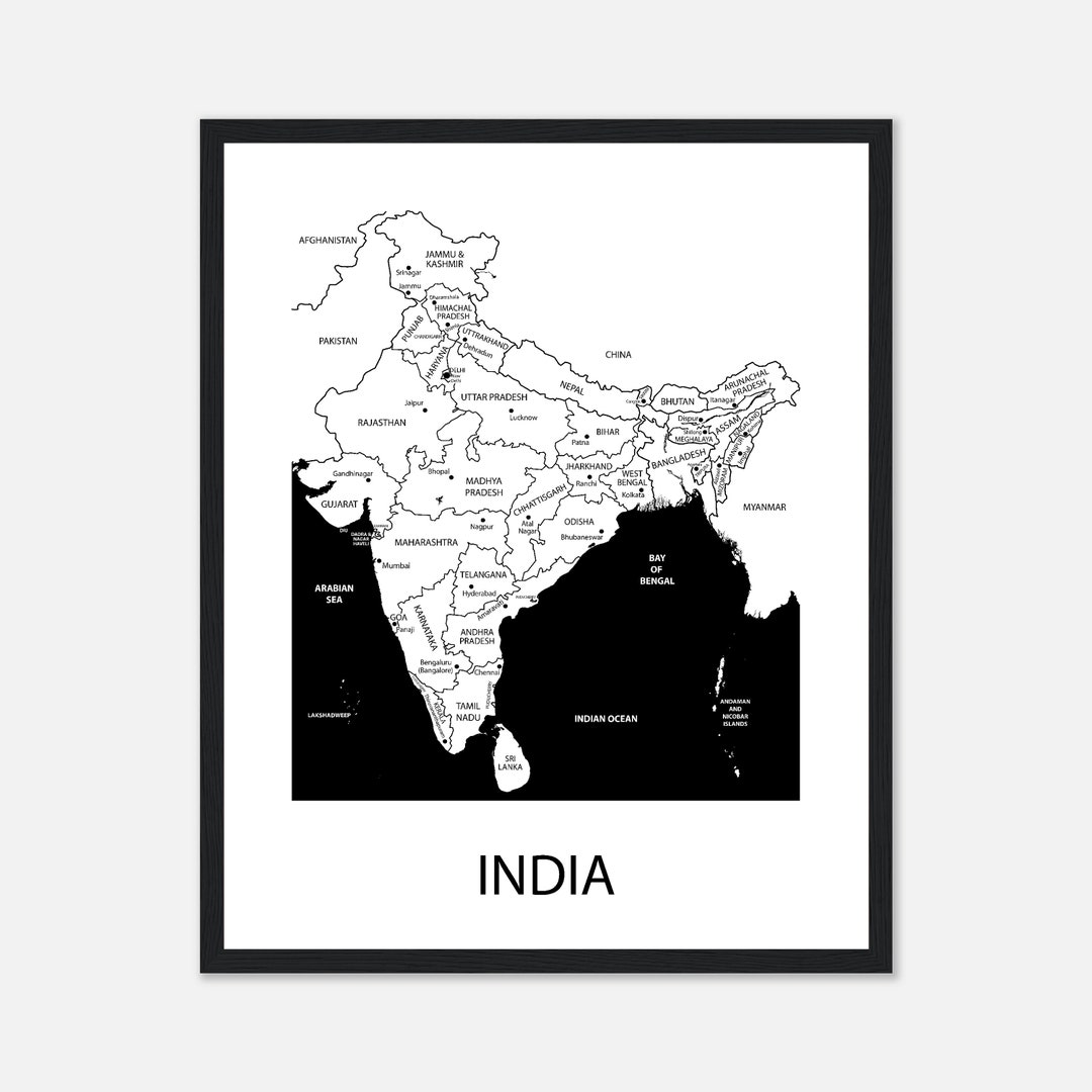 India Map Print, India Country Map Poster, Personalized Travel Gift ...