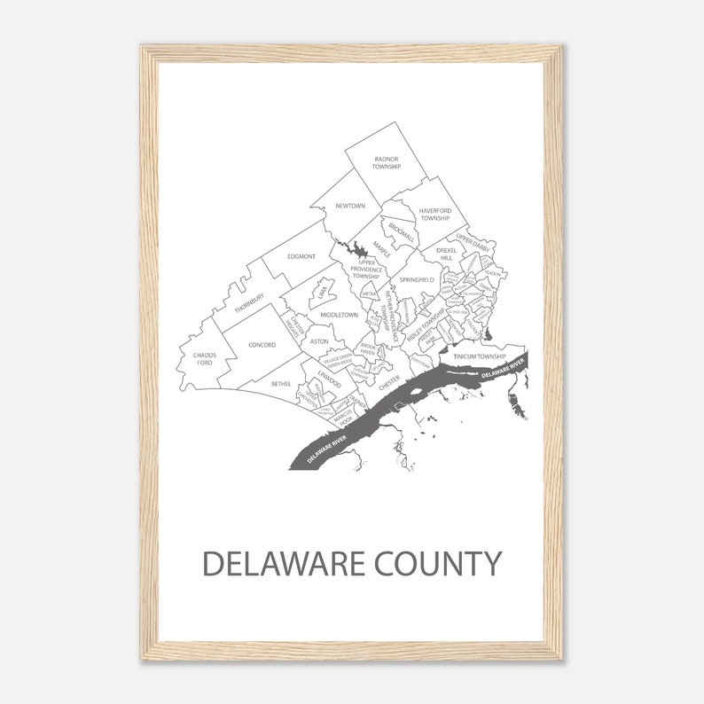Delaware County PA Map, Customizable Delco PA Print, Personalized Map ...