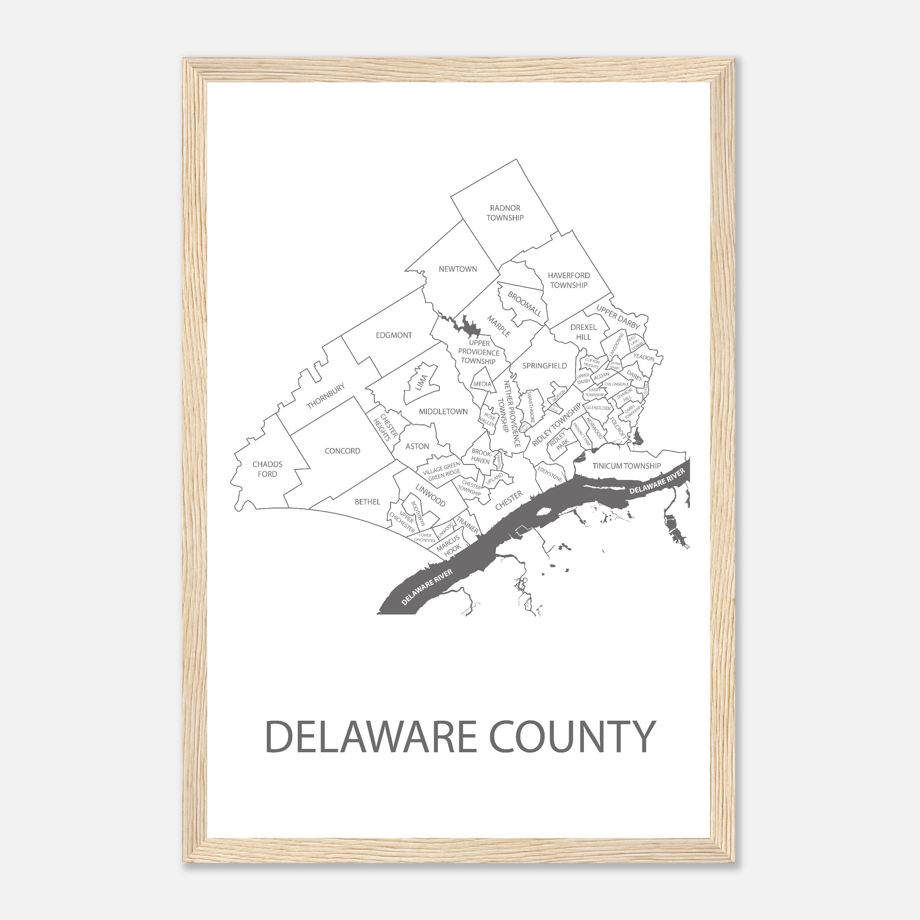 Delaware County PA Map, Customizable Delco PA Print, Personalized Map ...