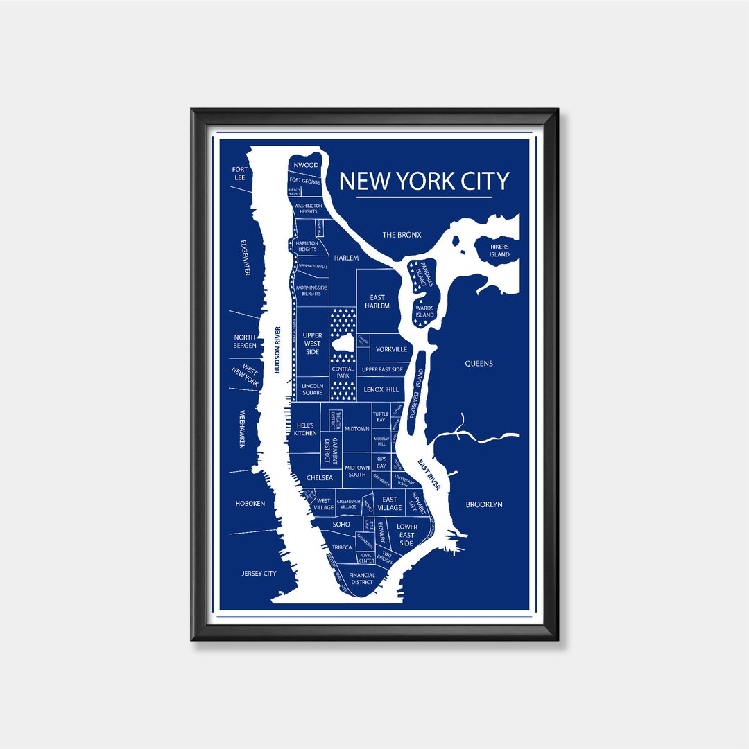 Baruch College Wall Art New York City Neighborhood Map - Etsy France