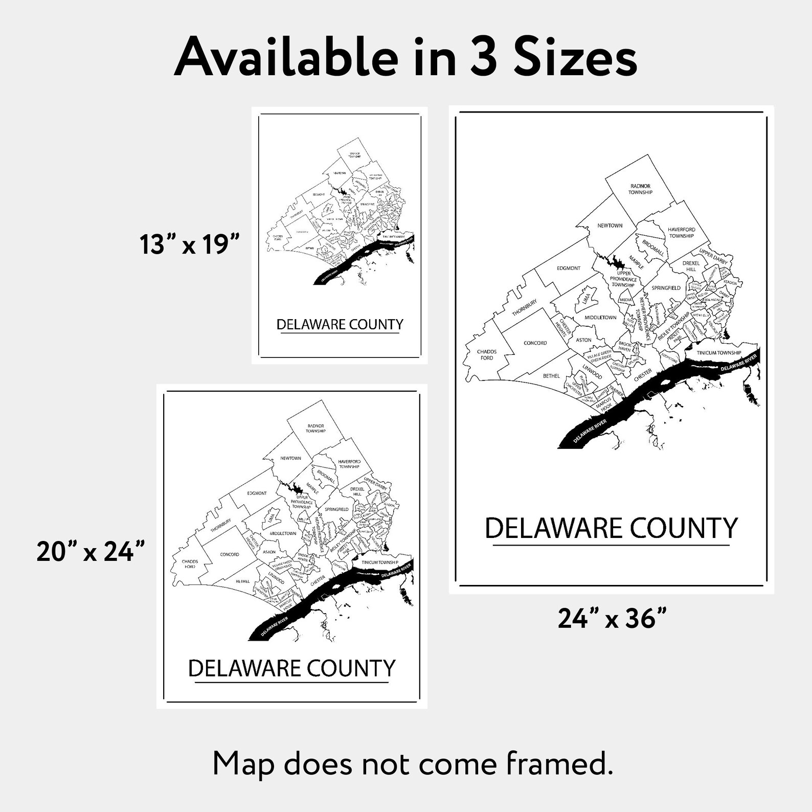Delaware County PA Map Customizable Delco PA Print - Etsy