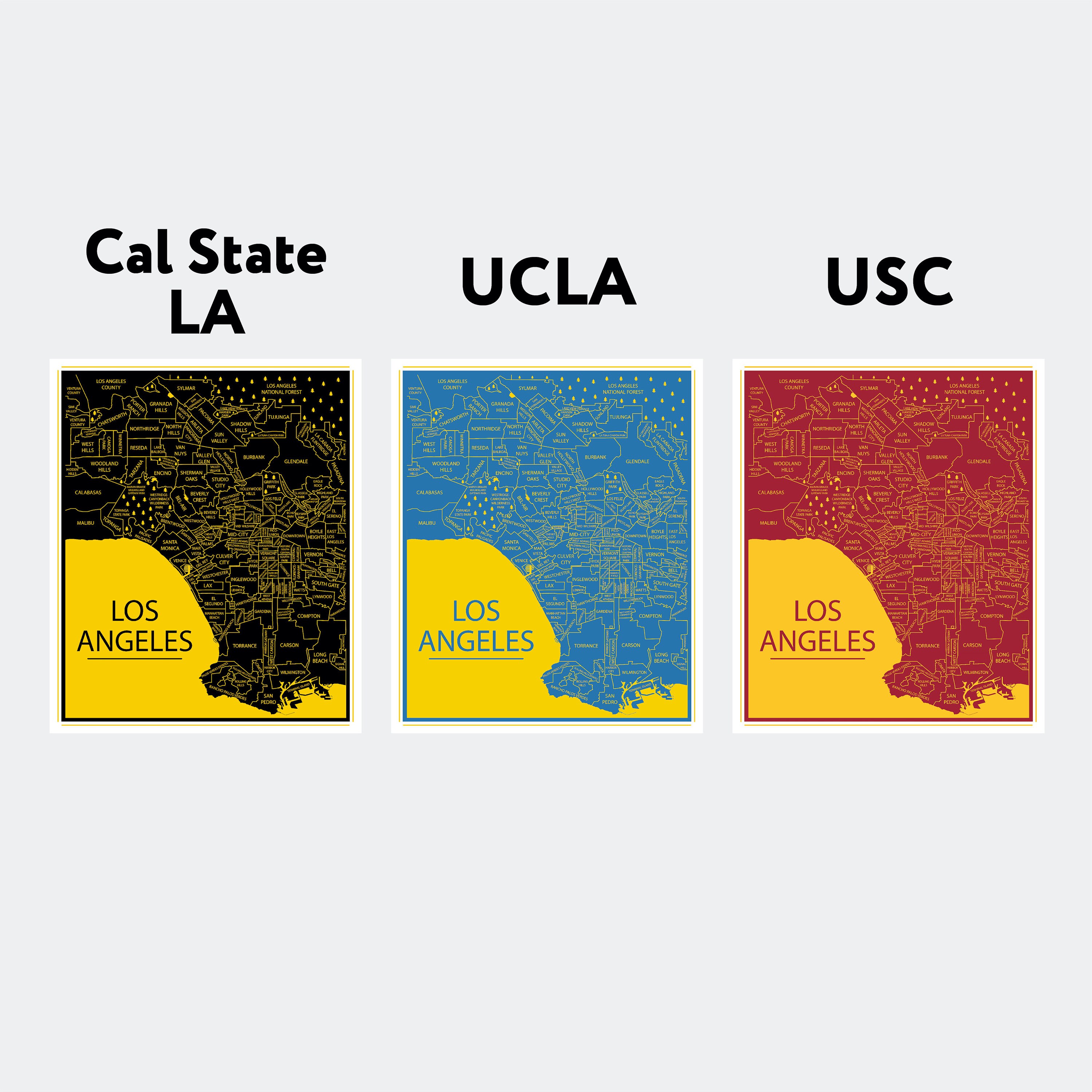 USC Wall Art Los Angeles Area Neighborhood Map University of - Etsy