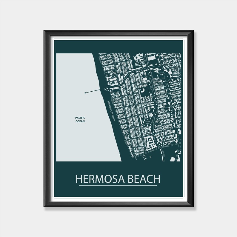 Hermosa Beach Wall Art Street Map Art of Hermosa Beach | Etsy