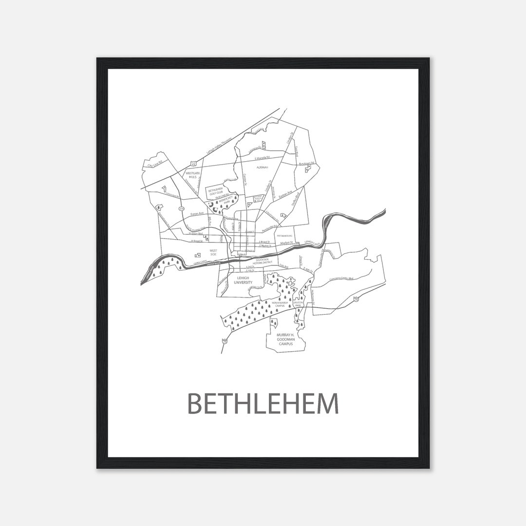 Bethlehem PA Map Print: Modern City Wall Art - Etsy
