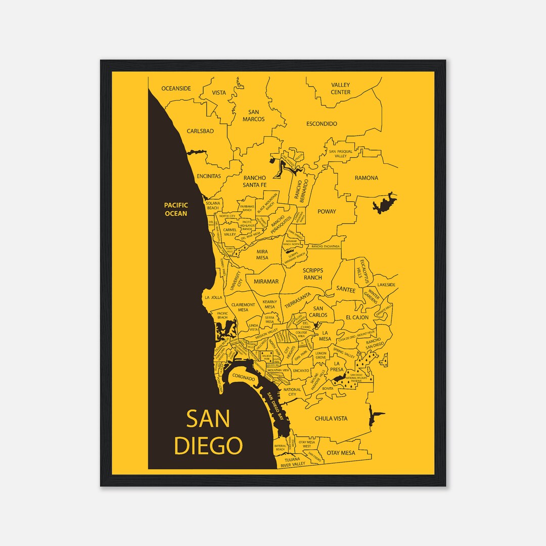 San Diego Padres Wall Decor, San Diego Neighborhood Map, Padres Poster ...