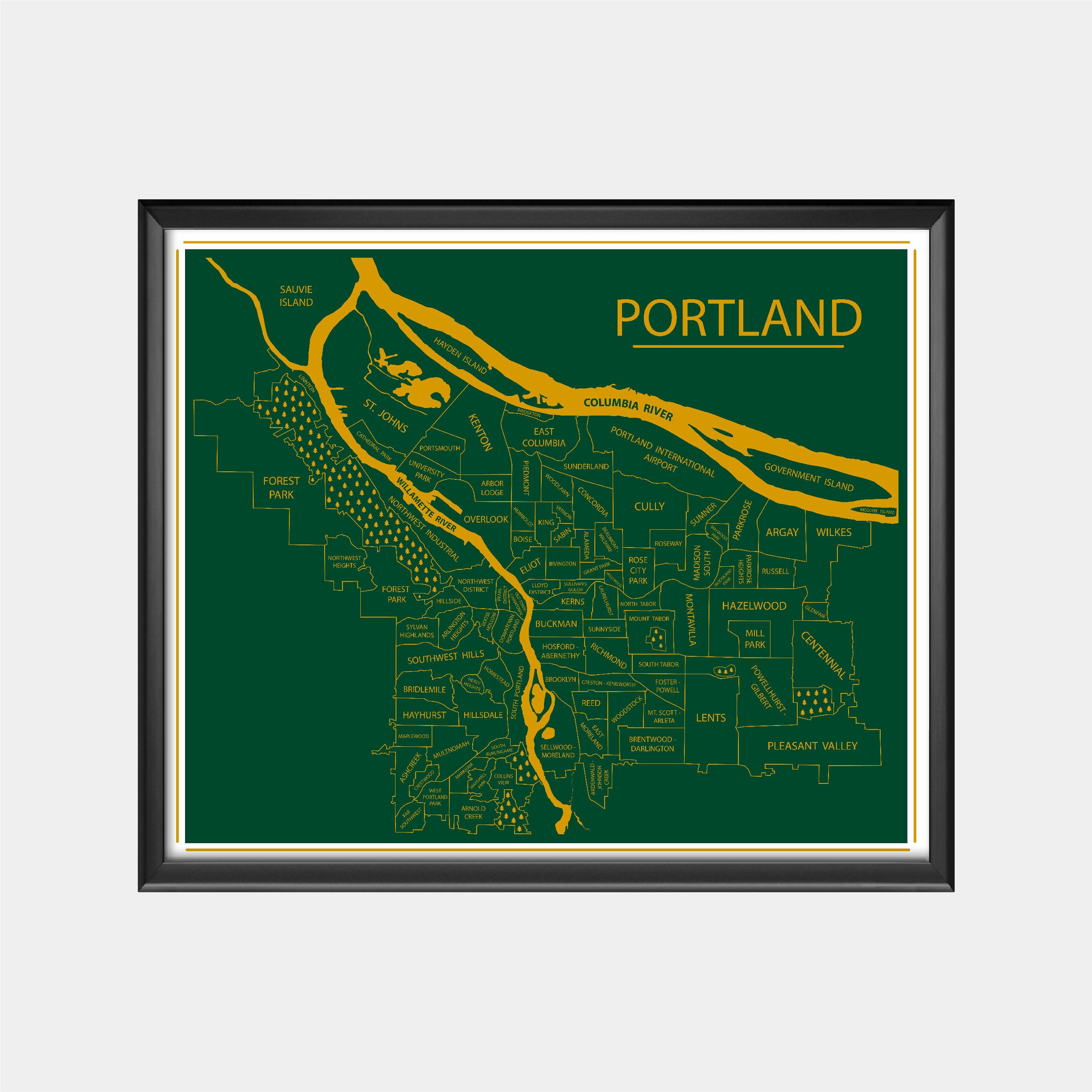 Portland Timbers Wall Art Portland Neighborhood Map Print - Etsy UK
