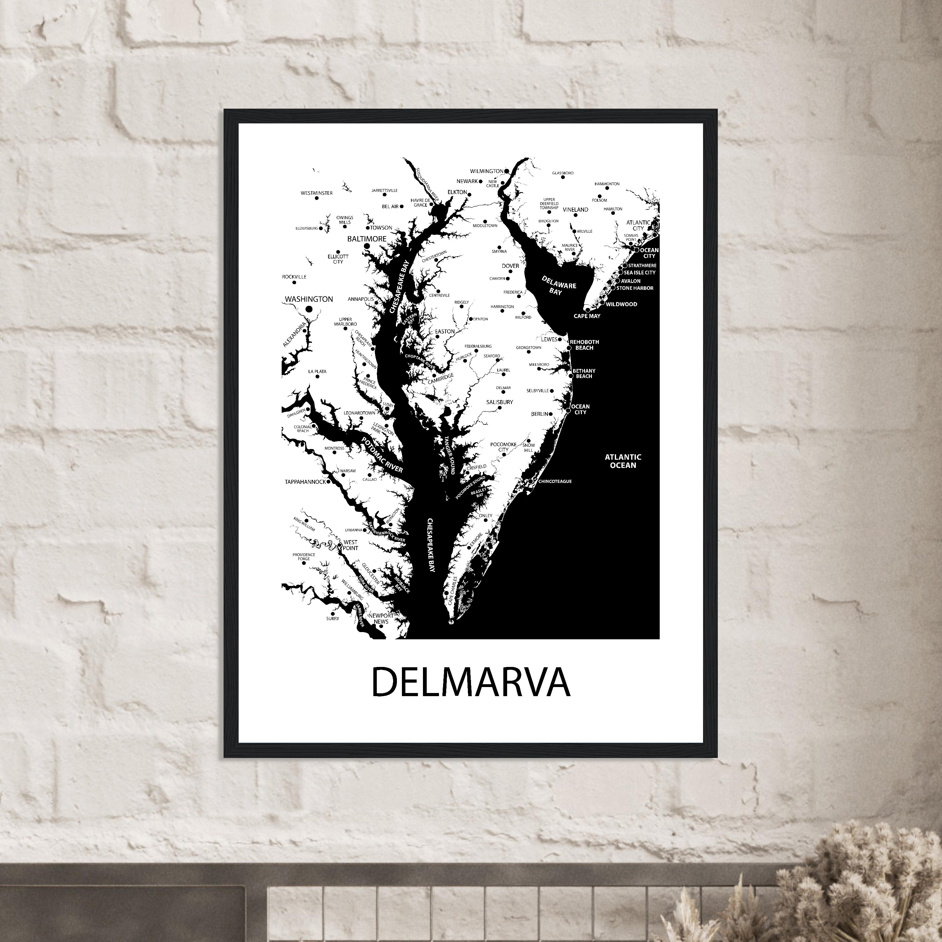 Delmarva Peninsula Map Print, Delmarva Personalized Map Poster, Gift ...