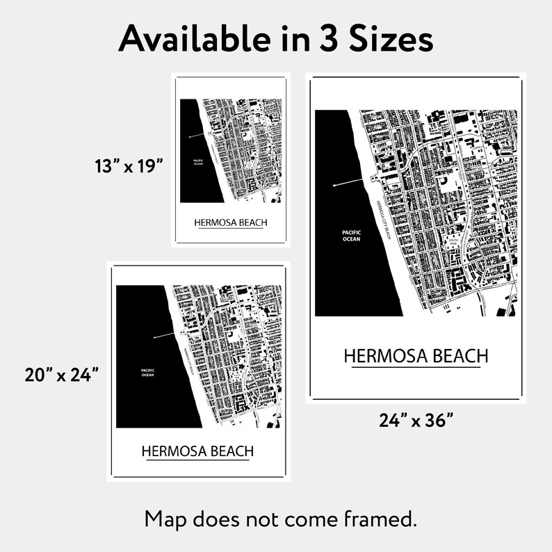 Hermosa Beach Wall Art Street Map Art of Hermosa Beach | Etsy