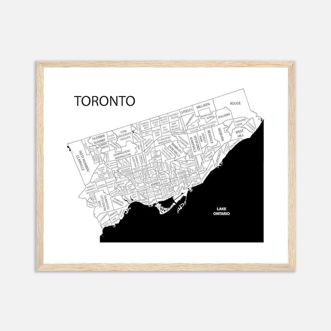 Toronto Map Print, Neighborhood Map Poster, Toronto Ontario Wall ...