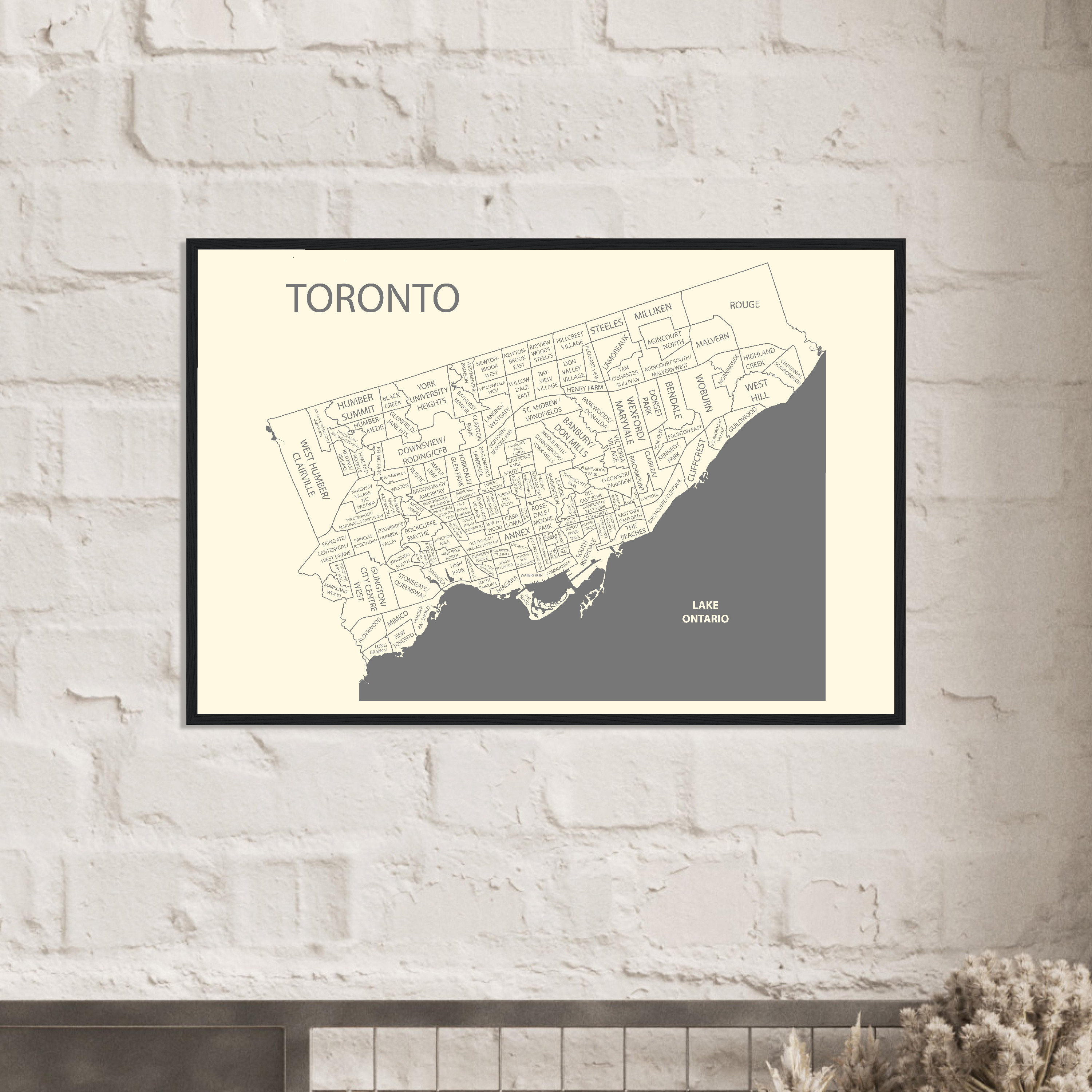 Toronto Map Print, Neighborhood Map Poster, Toronto Ontario Wall ...