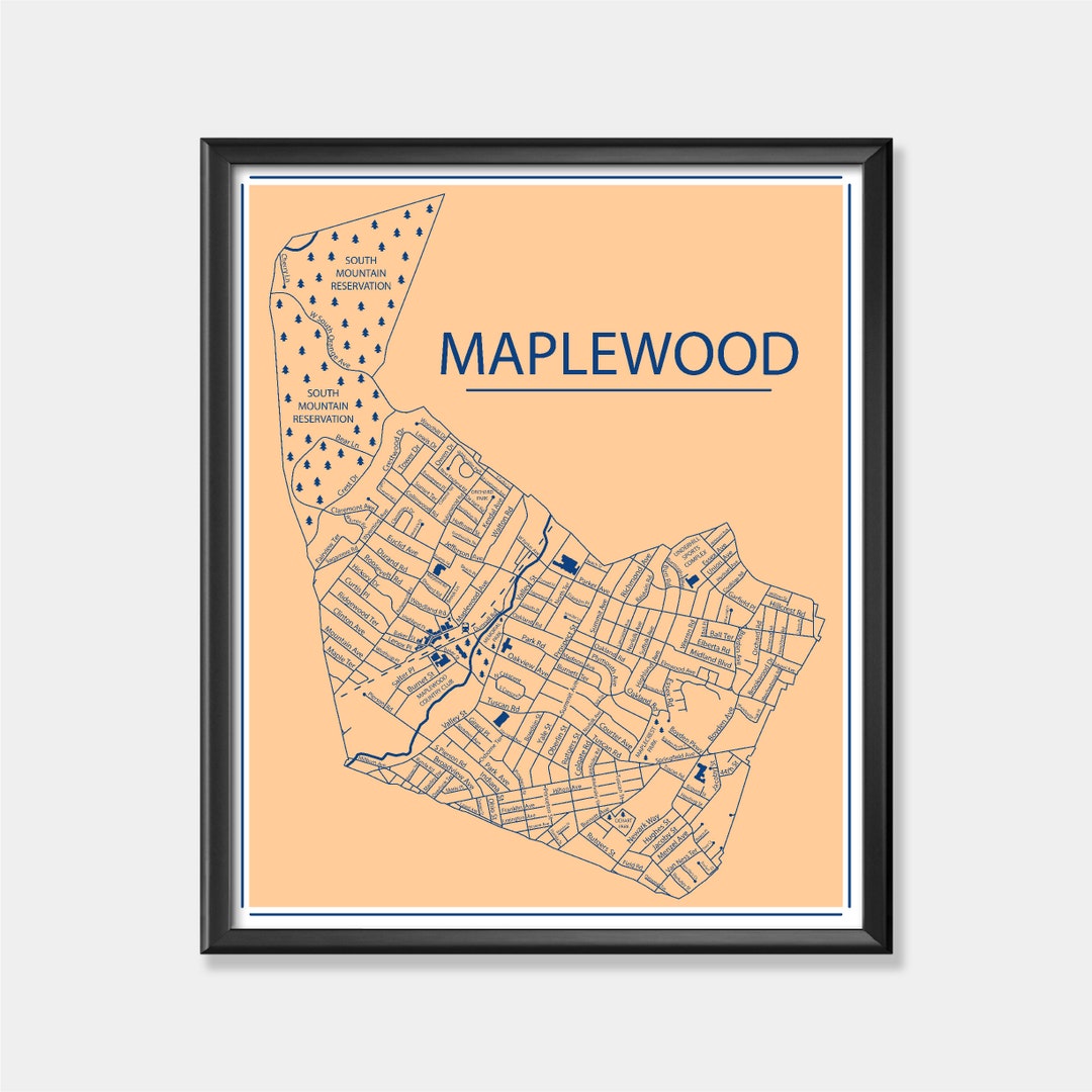 Maplewood NJ Map Print Custom Colors Maplewood Poster - Etsy