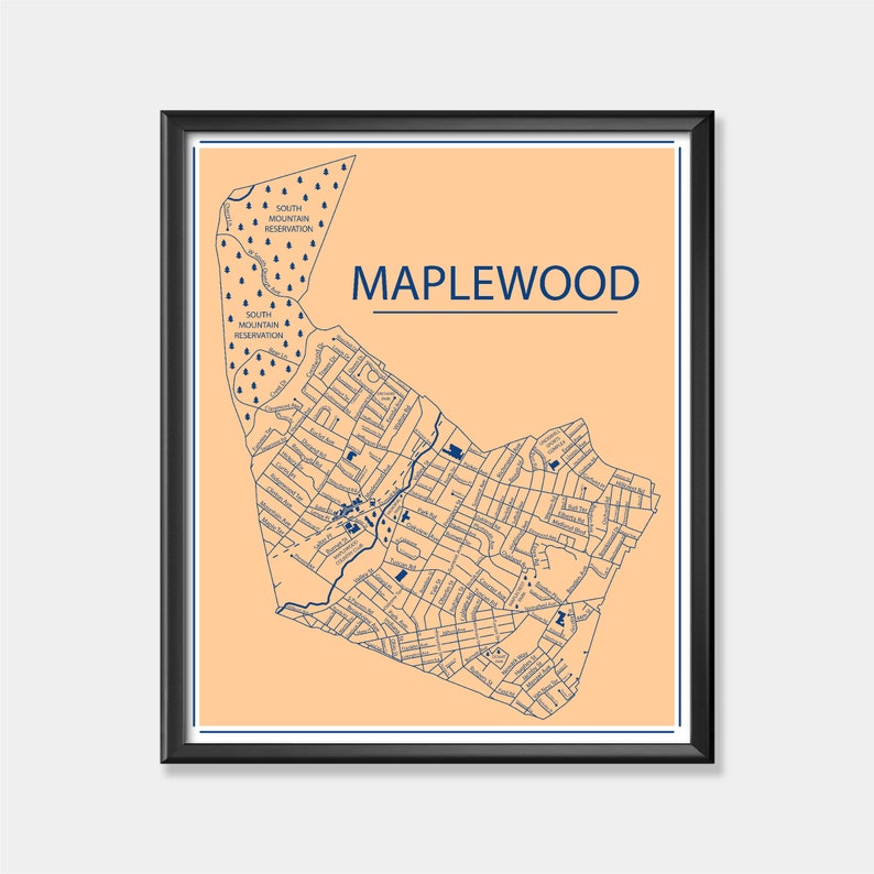 Maplewood NJ Map Print Custom Colors Maplewood Poster - Etsy