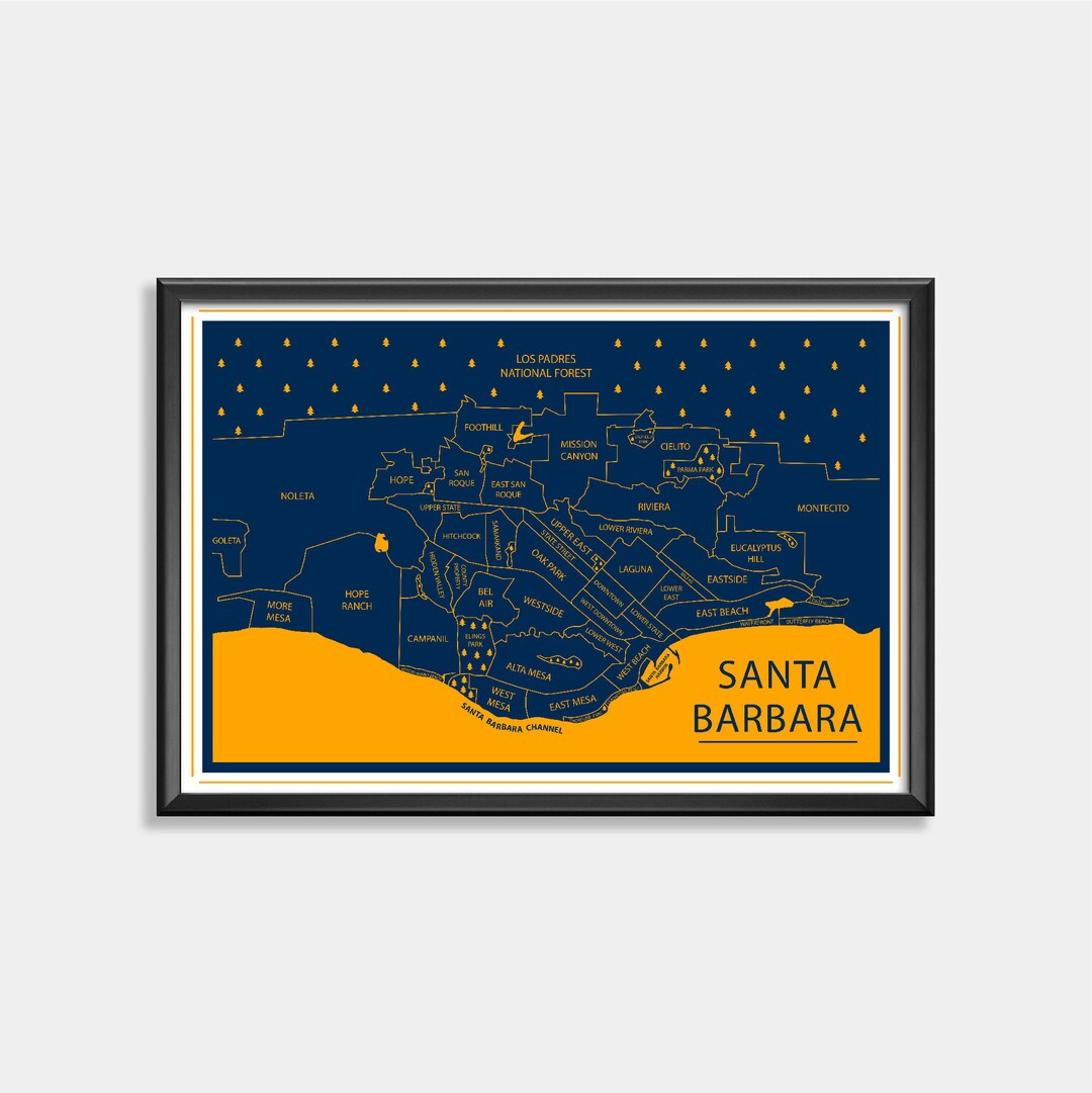 UCSB Map Decor Santa Barbara College Print Poster University - Etsy