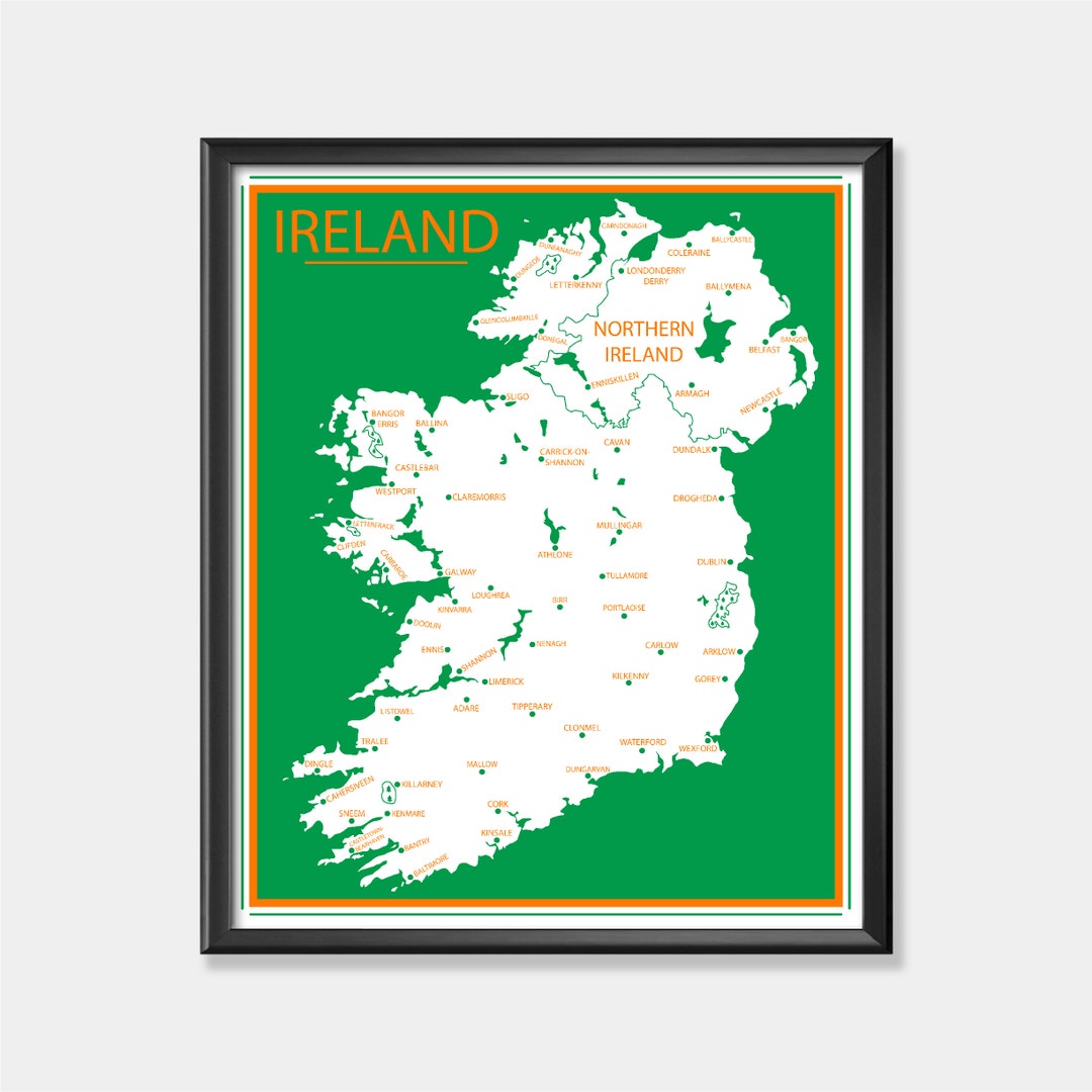Ireland Map Art Large Poster Print Ireland Wedding Gift - Etsy