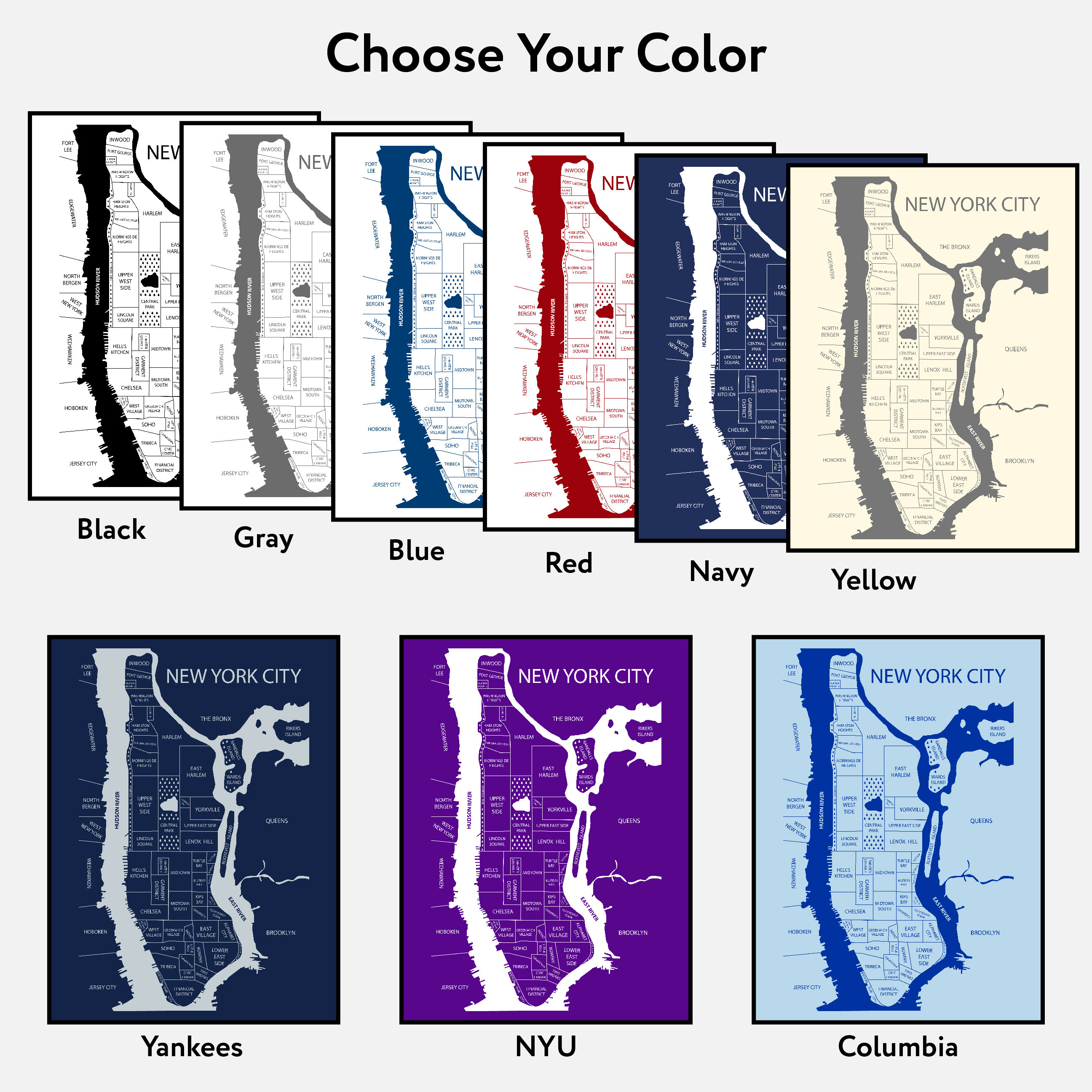 NYU Art, New York City Neighborhood Map, Personalized Graduation Gift ...